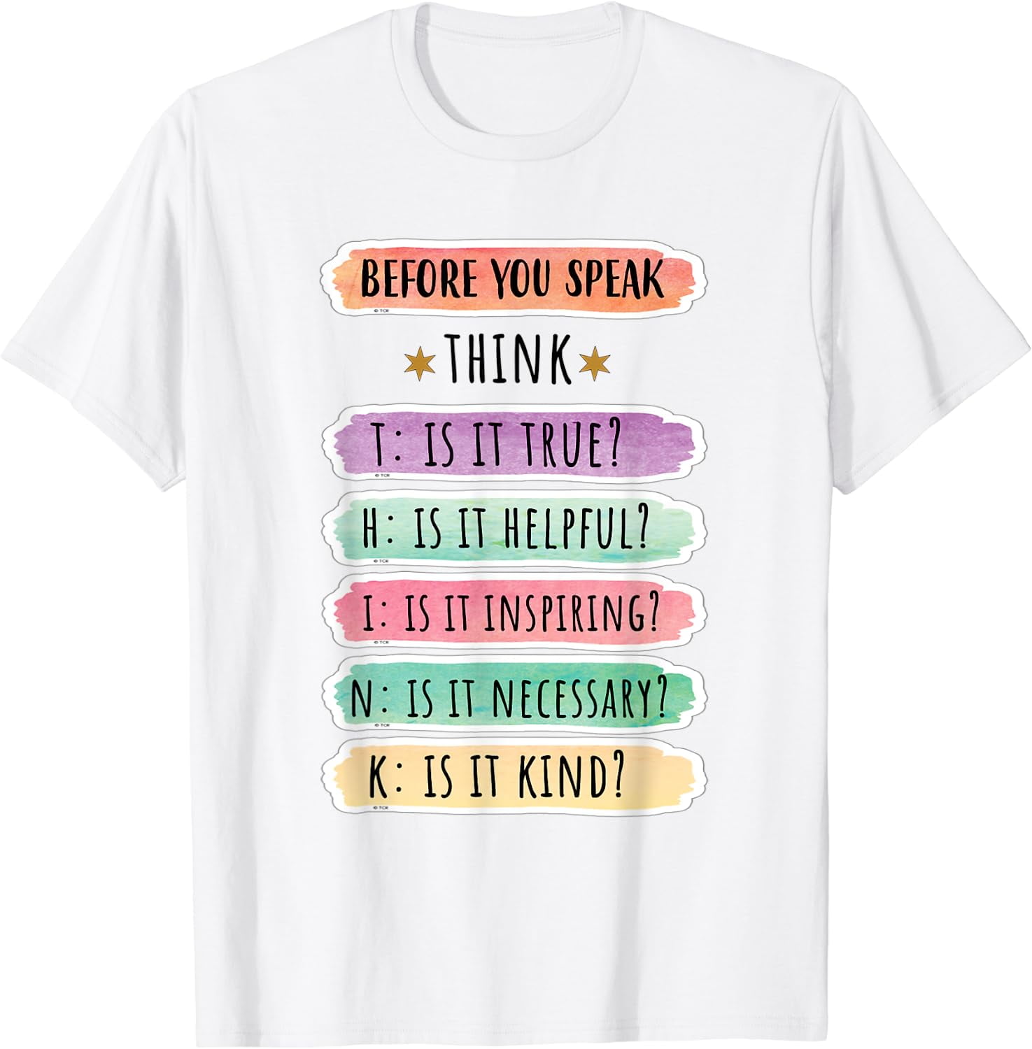 Think True Helpful Inspiring Necessary Kind Teacher Student T-Shirt ...