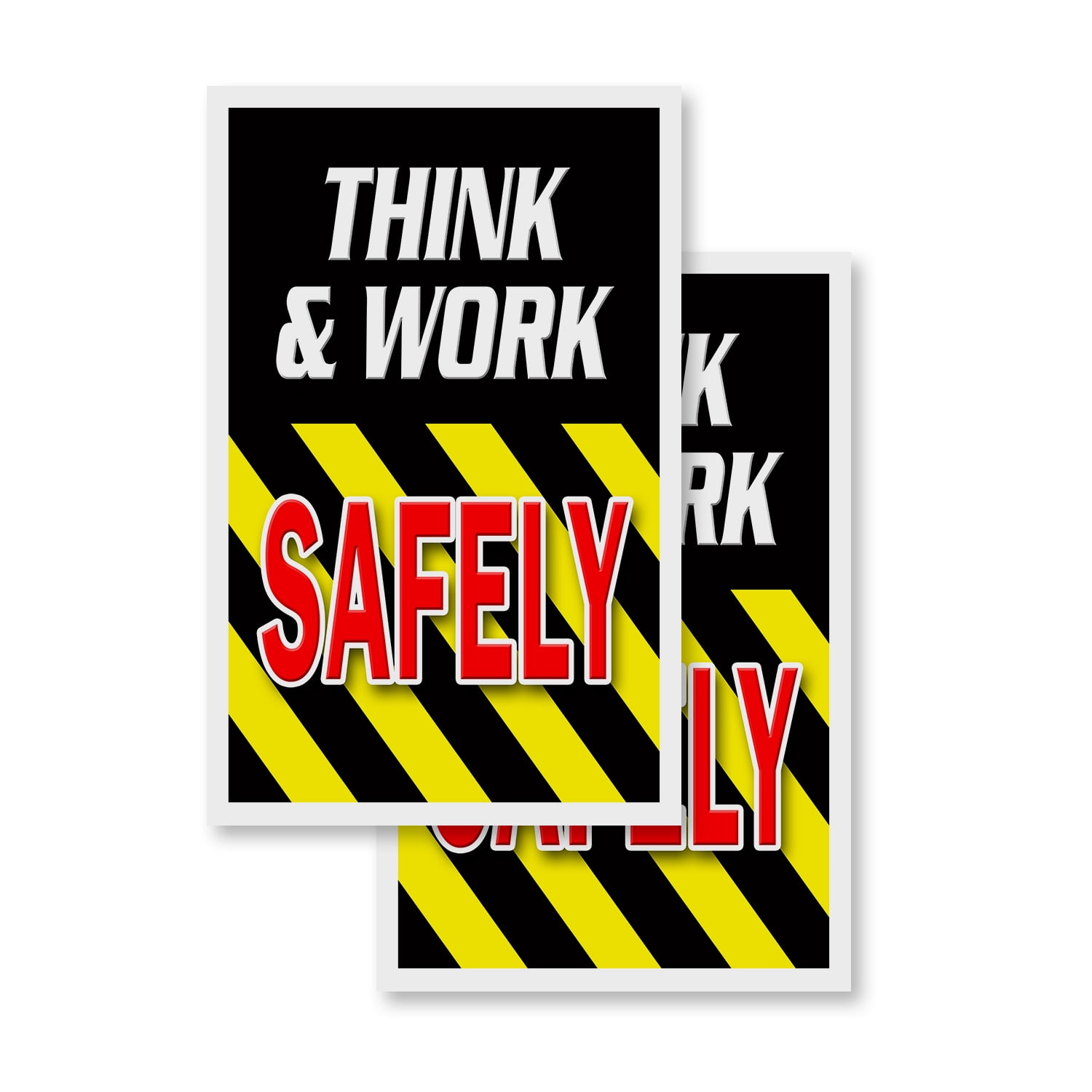 Think & Work Safely (2-PACK) 24" x 36" Vinyl Decals | Sign Insert Peel ...