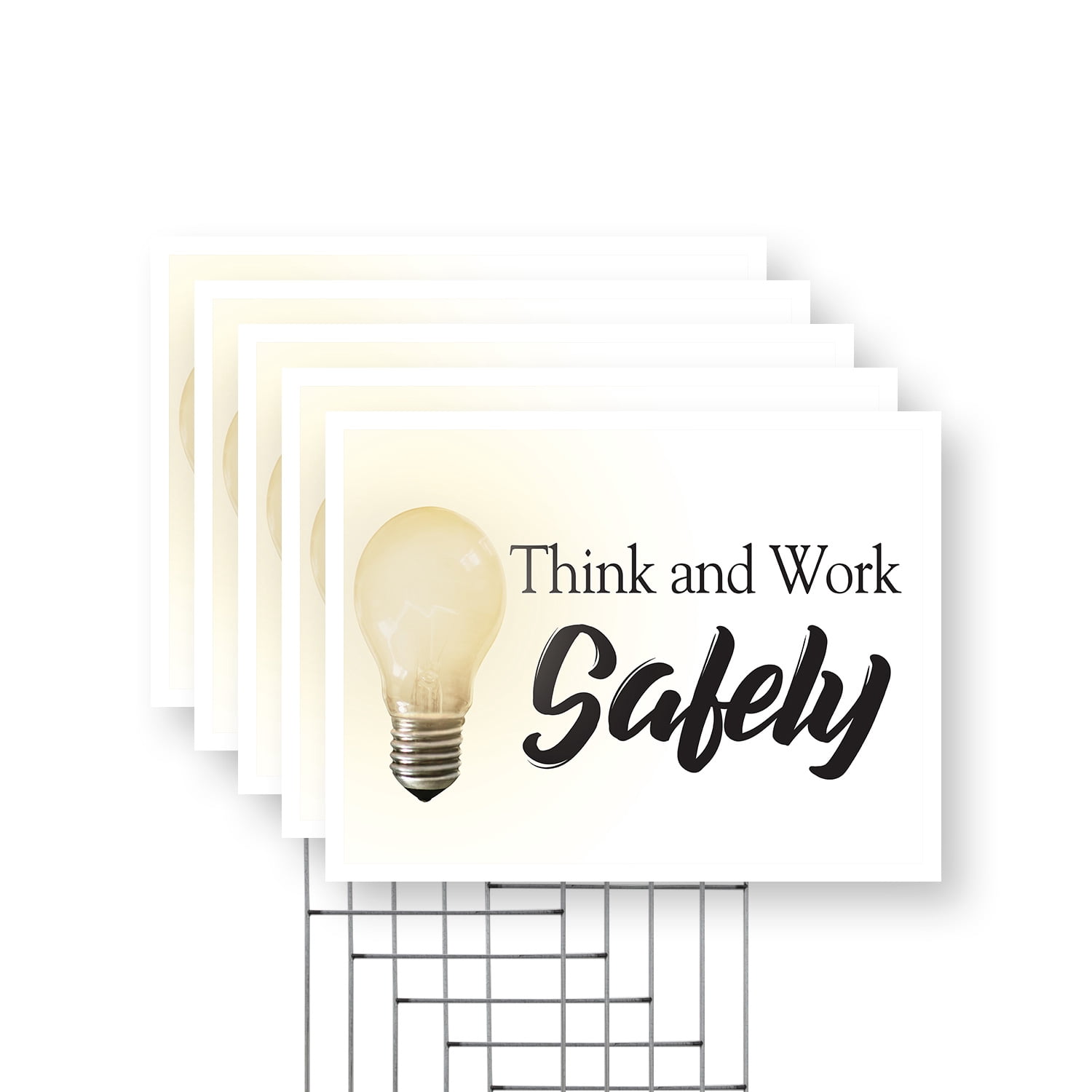 Think & Work Safely Yard Sign 5 Pack of 12 Inch x 16 Inch Double Sided ...