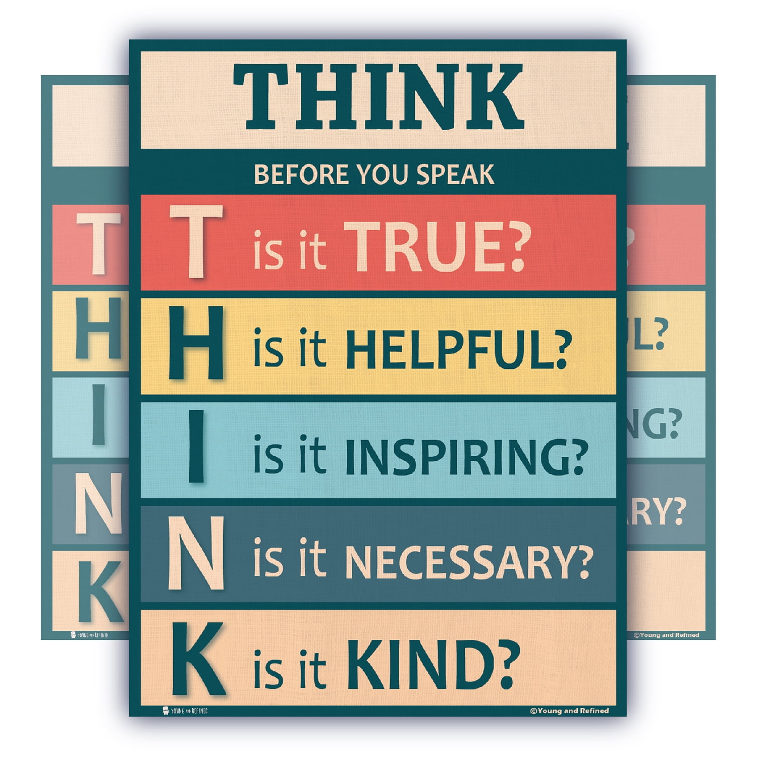 Think before you speak LAMINATED motivational chart rainbow colors ...