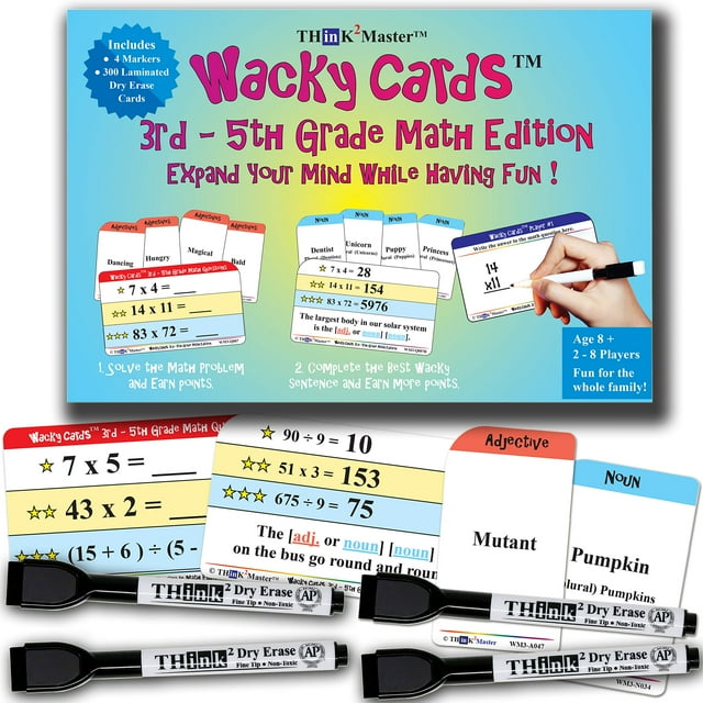 Think2Master Wacky Cards 3rd - 5th Grade. Math Card Game for Families ...