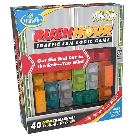ThinkFun Rush Hour Puzzle Game, Ages 8+, 40 Traffic Challenges, Travel ...