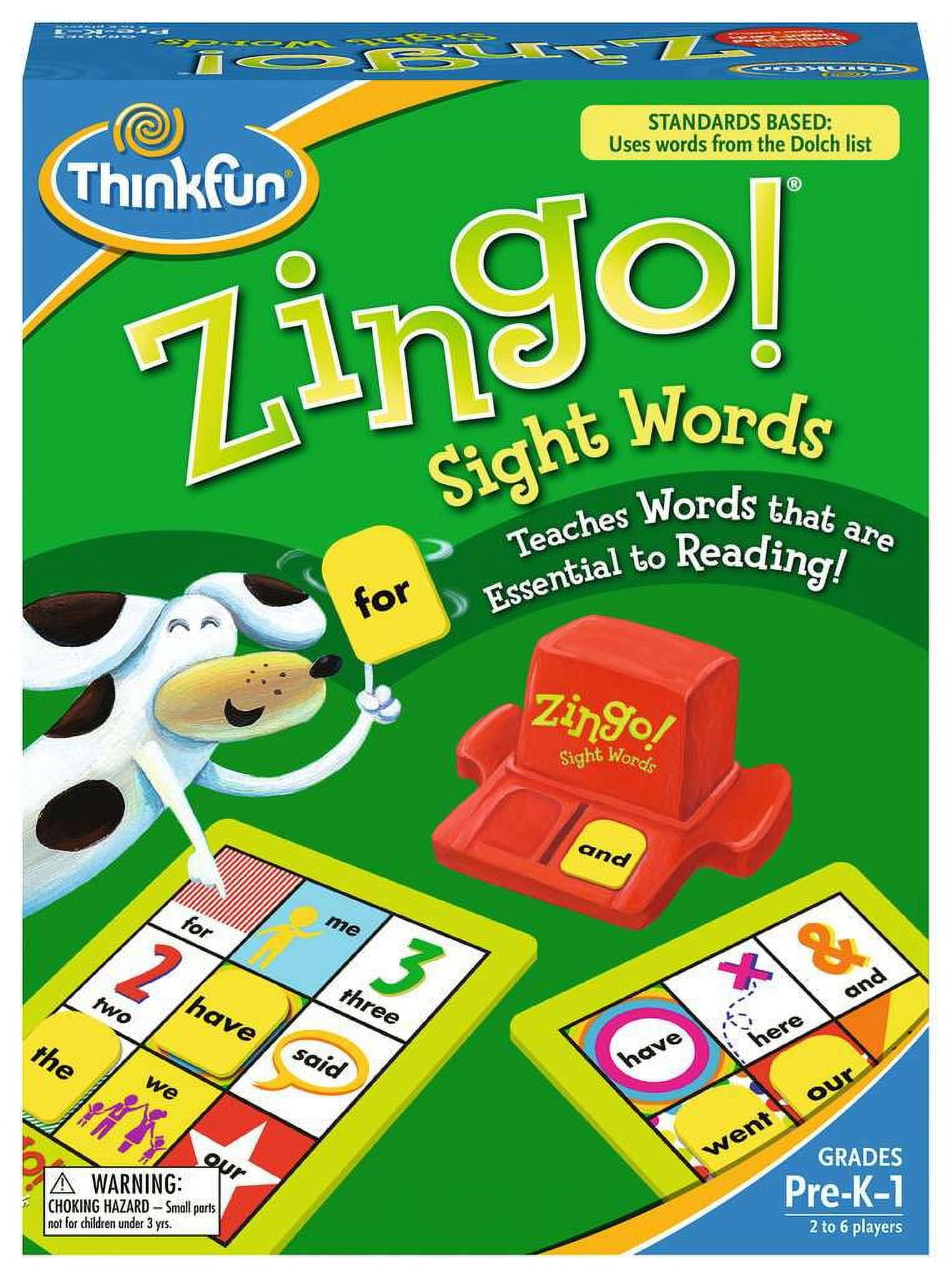 ThinkFun Zingo! Sight Words Kindergarten Learning Game for Family ...