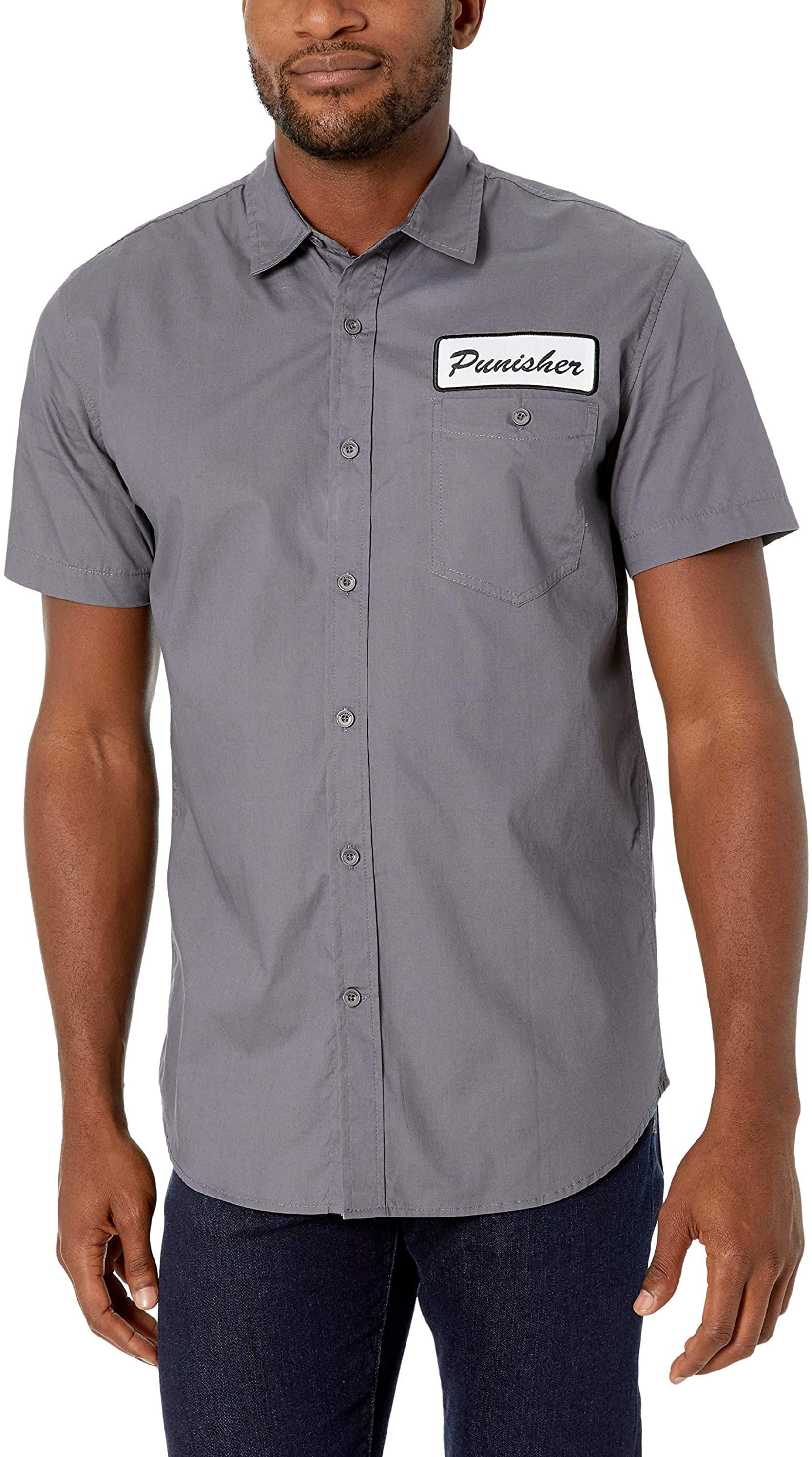 ThinkGeek, Inc. Marvel The Punisher Men's Button Down Shirt | Grey ...