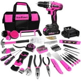 Generic Pink Tool Kit with 20V Cordless Drill(265in-lbs), Pink Drill ...