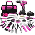 ThinkLearn Pink Tool Kit with 20V Cordless Drill(265in-lbs), Pink Drill ...