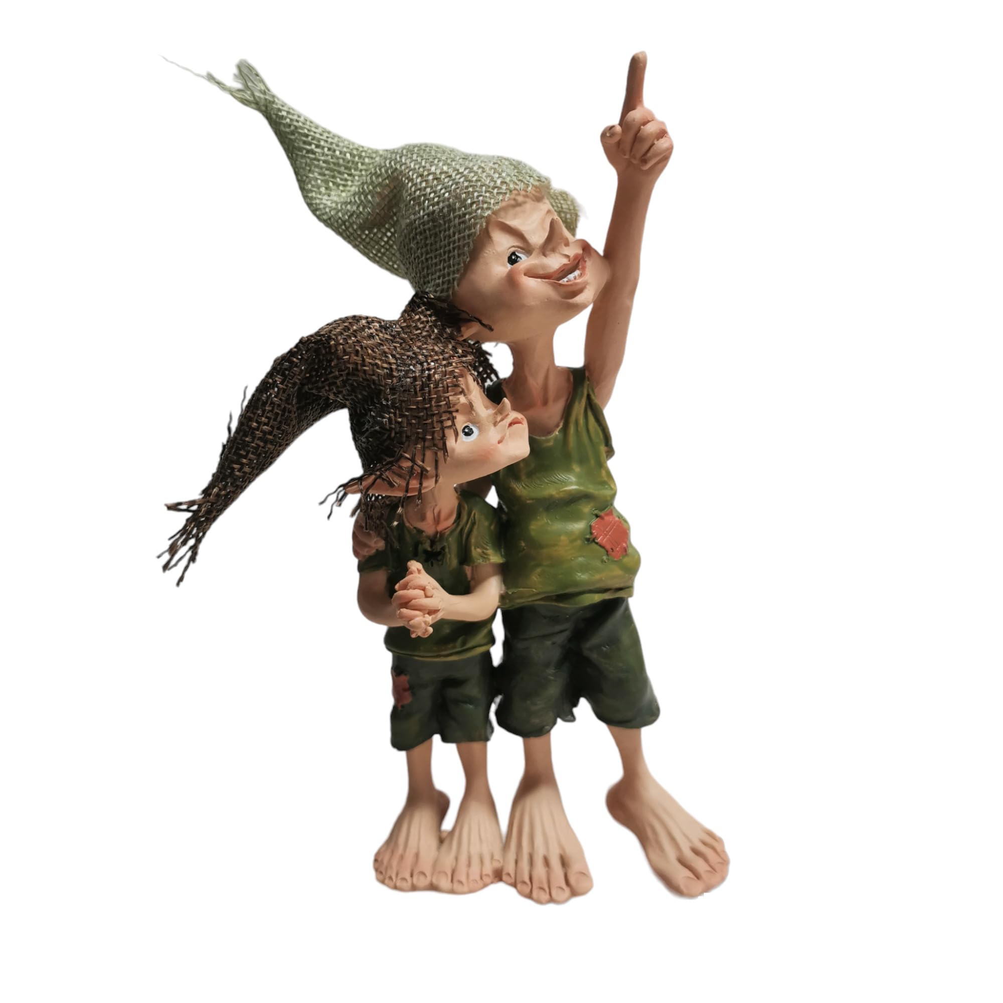 ThinkThings Cute Pixie Statue Fairy Garden Elf Brothers Figurine, Resin ...