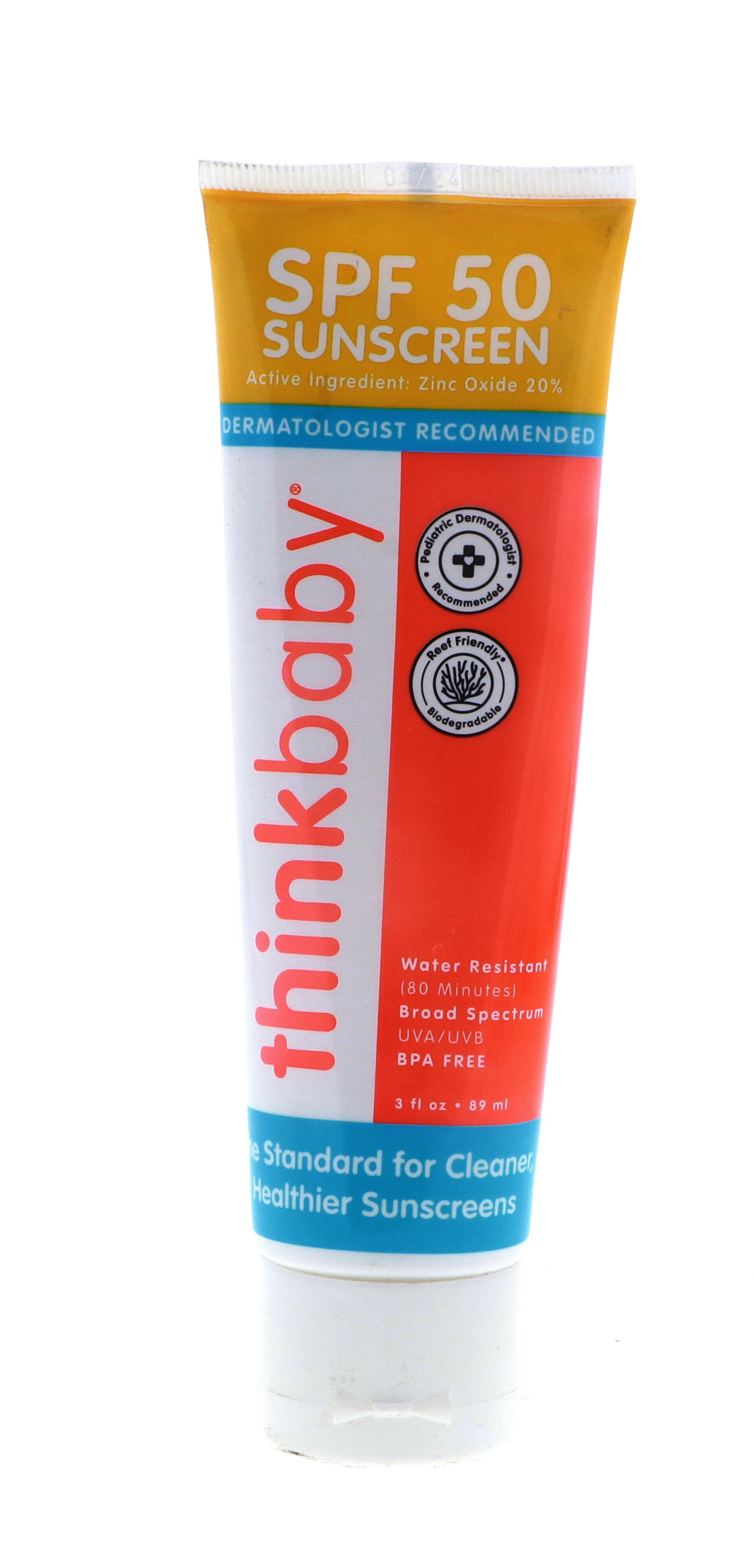 Thinkbaby Natural Mineral Baby Sunscreen SPF 50, 3oz, Reef Safe, 2 Pack ...