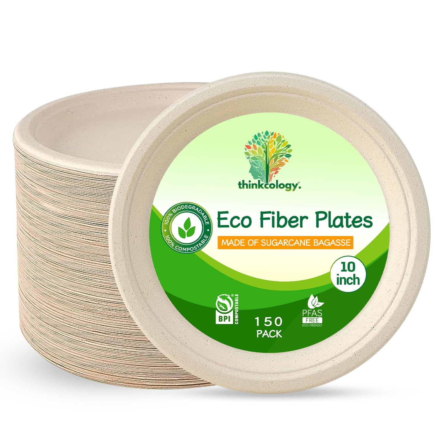 Thinkcology Compostable Paper Plates MMF7 10 inch | Disposable Plates ...