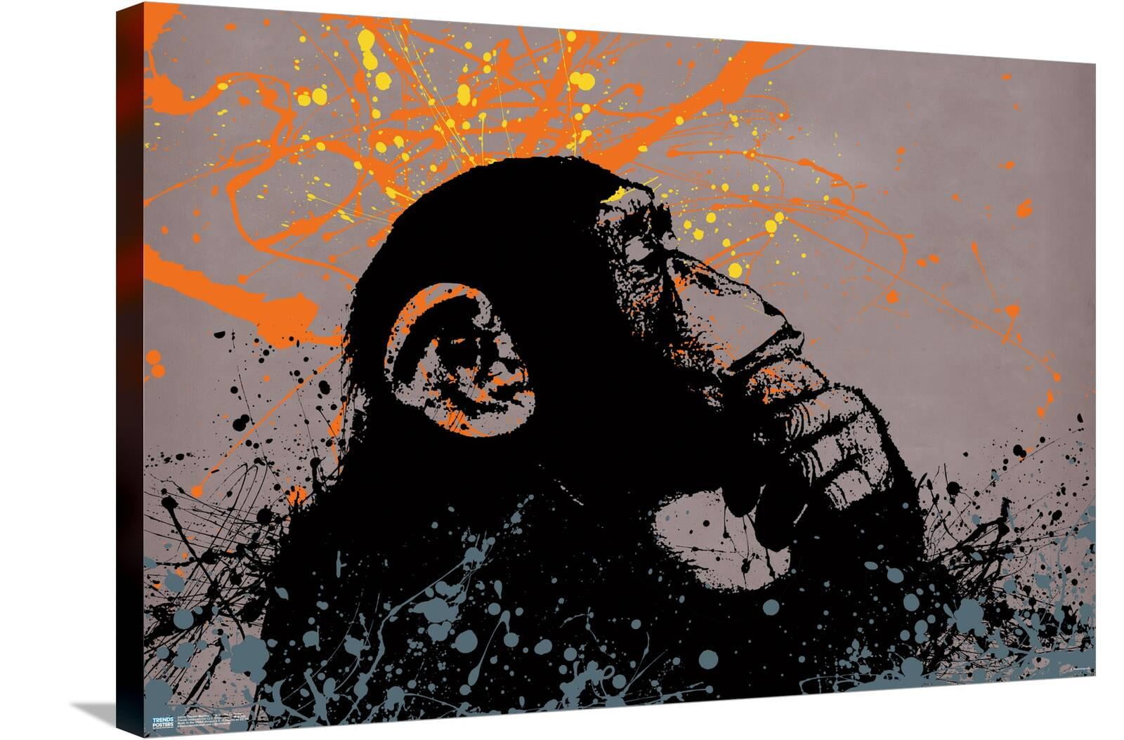 Thinker Monkey - The Graffiti Collection Canvas Wall Poster, 22.375" x ...