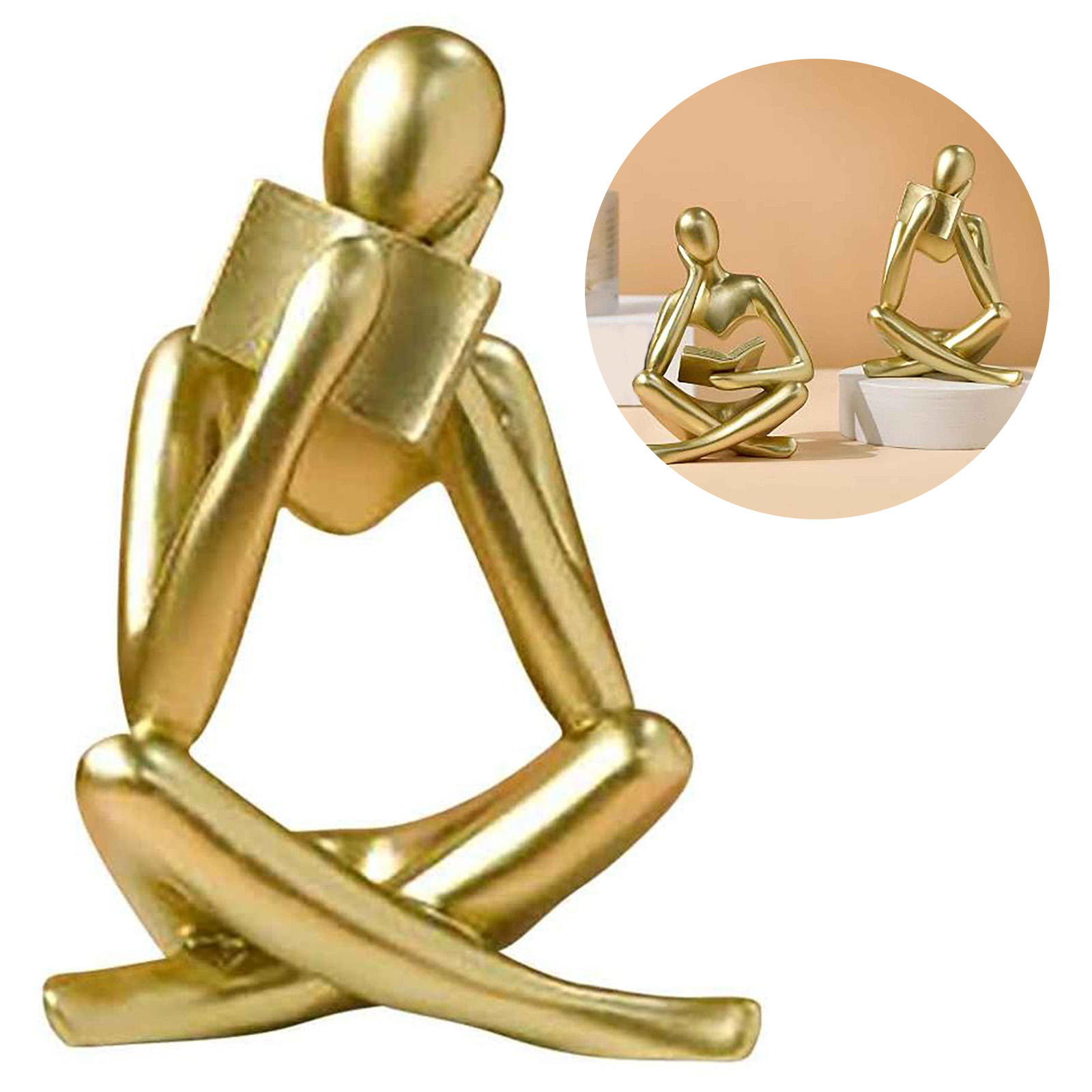 Thinker Reading Statues,Thinker Statue,Abstract Bookshelf Figures ...