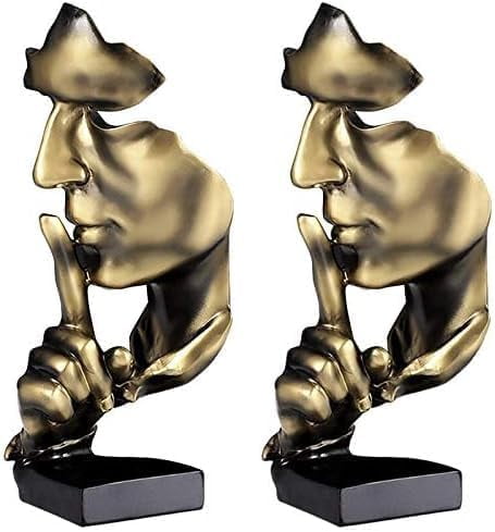 Thinker Statue, Silence is Gold Abstract Art Figurine, Modern Home ...