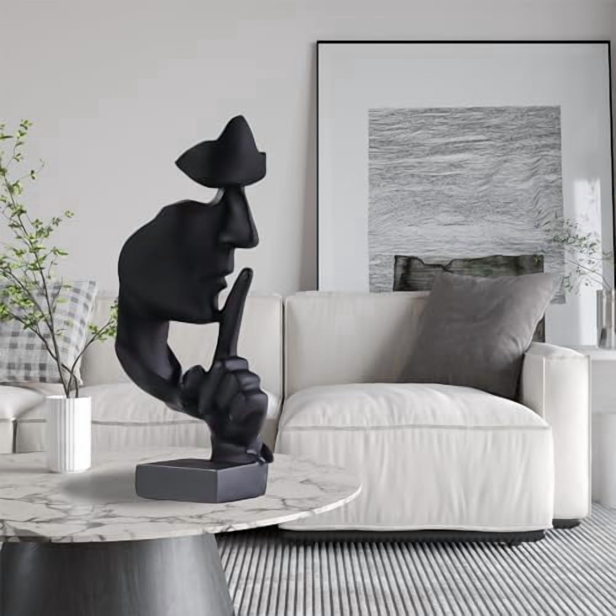 Thinker Statue, Silence is Gold Abstract Art Figurine, Modern Home ...