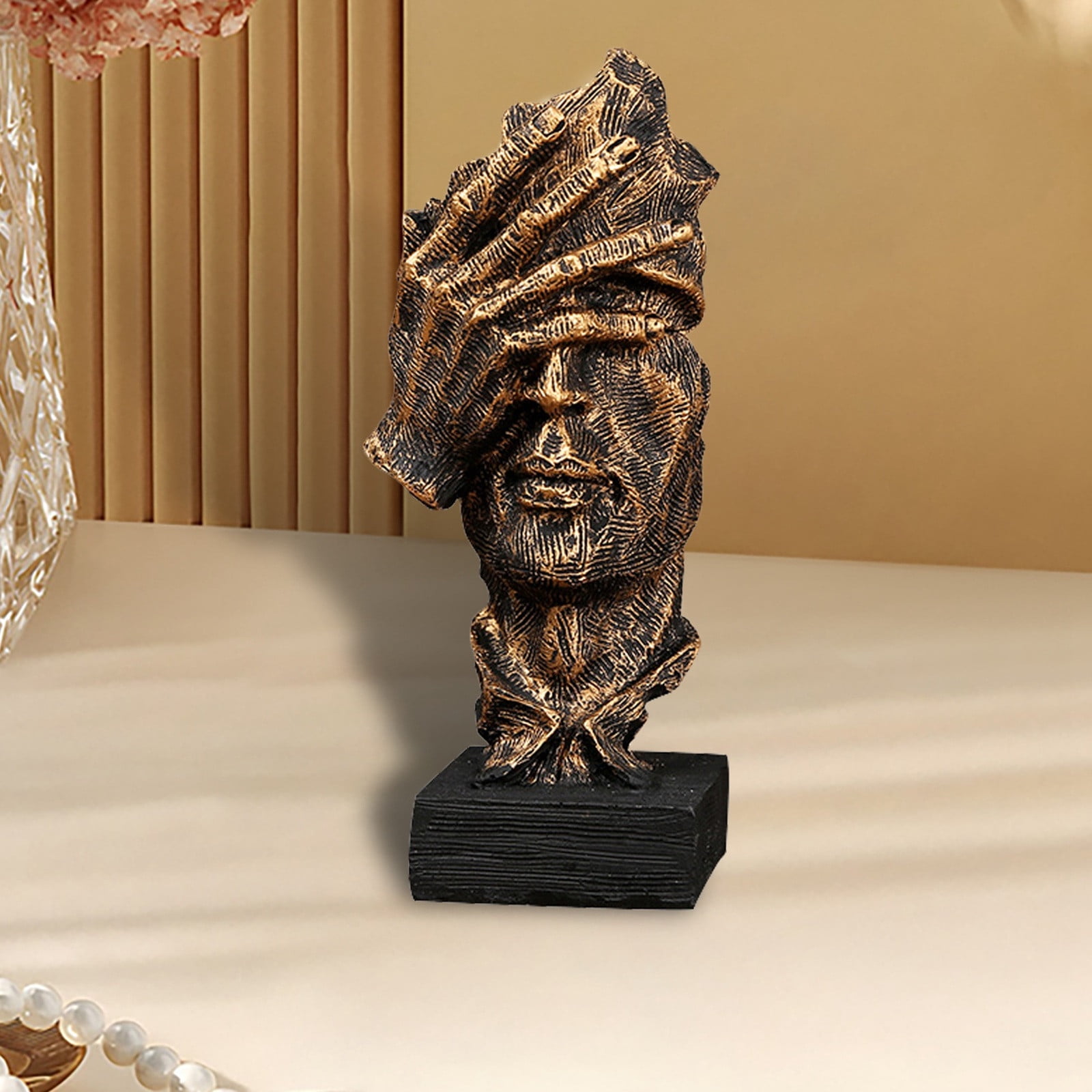 Thinker Statue,Silence is Gold Abstract Art Figurine,No Hear No See No ...