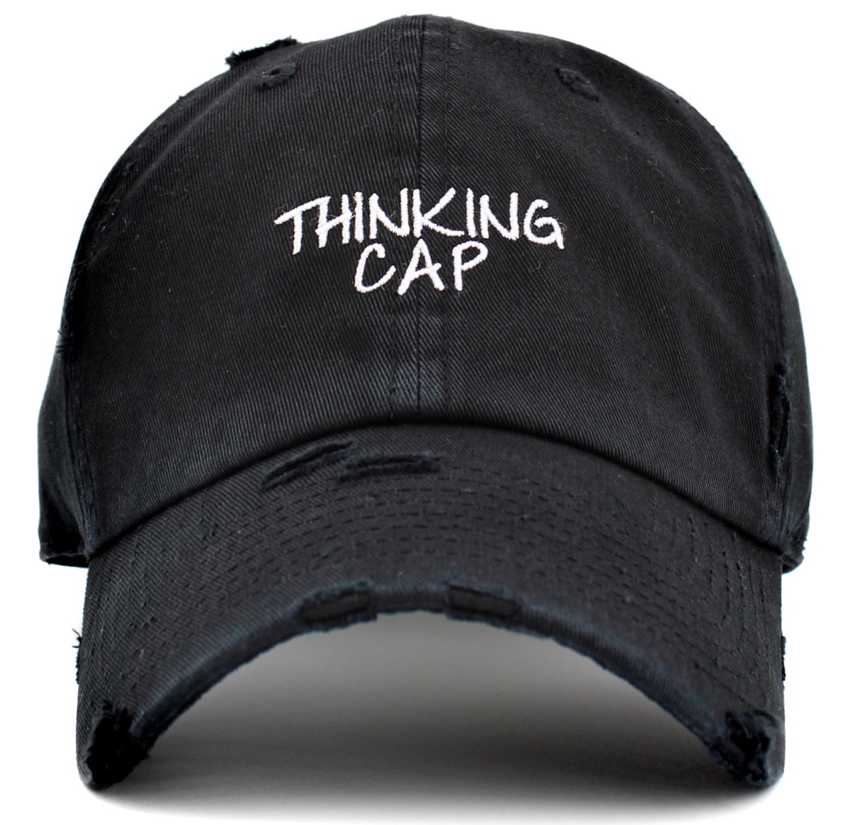 Thinking Cap Vintage Distressed Dad Hat Cotton Adjustable Baseball Cap ...