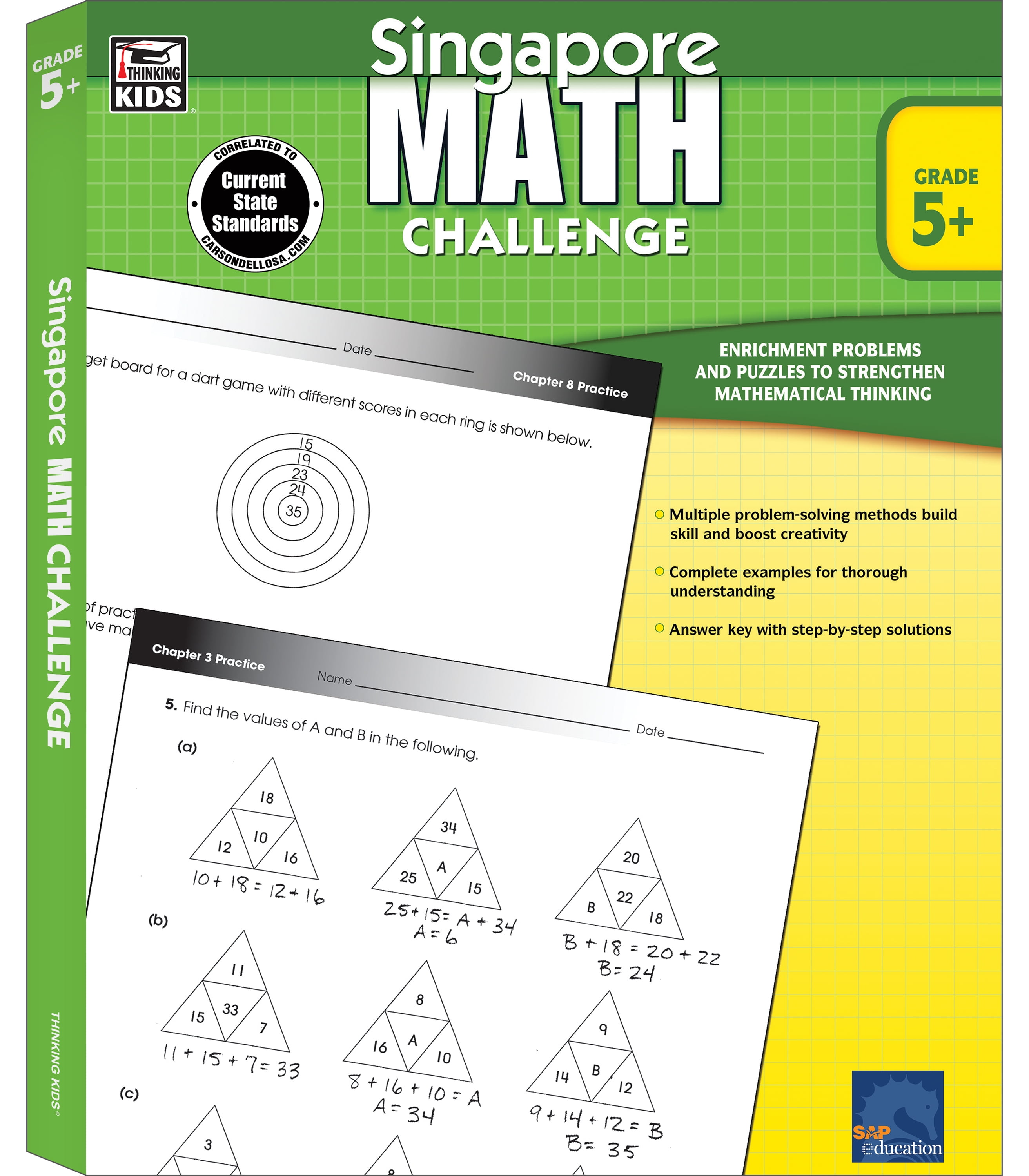Thinking Kids Singapore Math Challenge Workbook (352 pages) Grade 5-8 ...