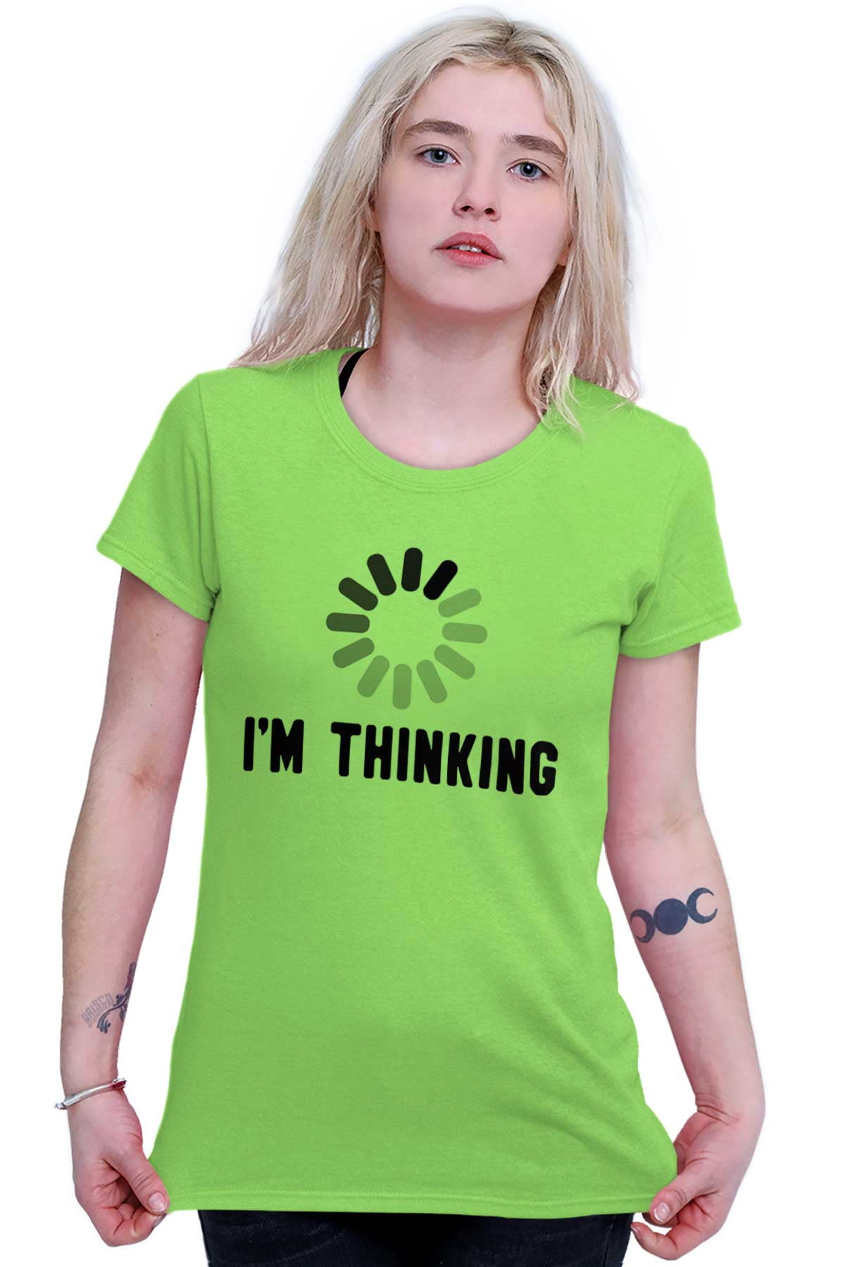 Thinking Loading Computer Nerd Geek Womens Fitted Plus Size Graphic Tee ...