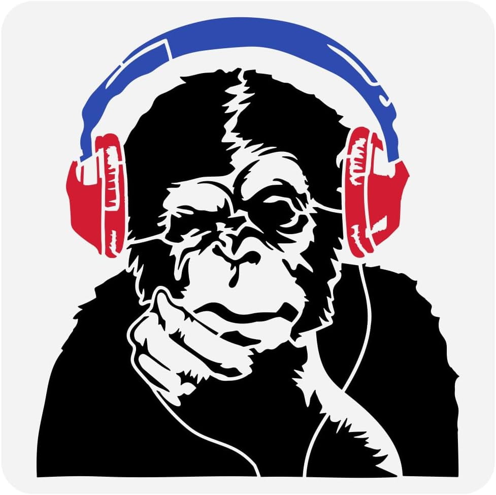 Thinking Monkey Stencil for Painting 11.8x11.8 inch Large Animal Monkey ...
