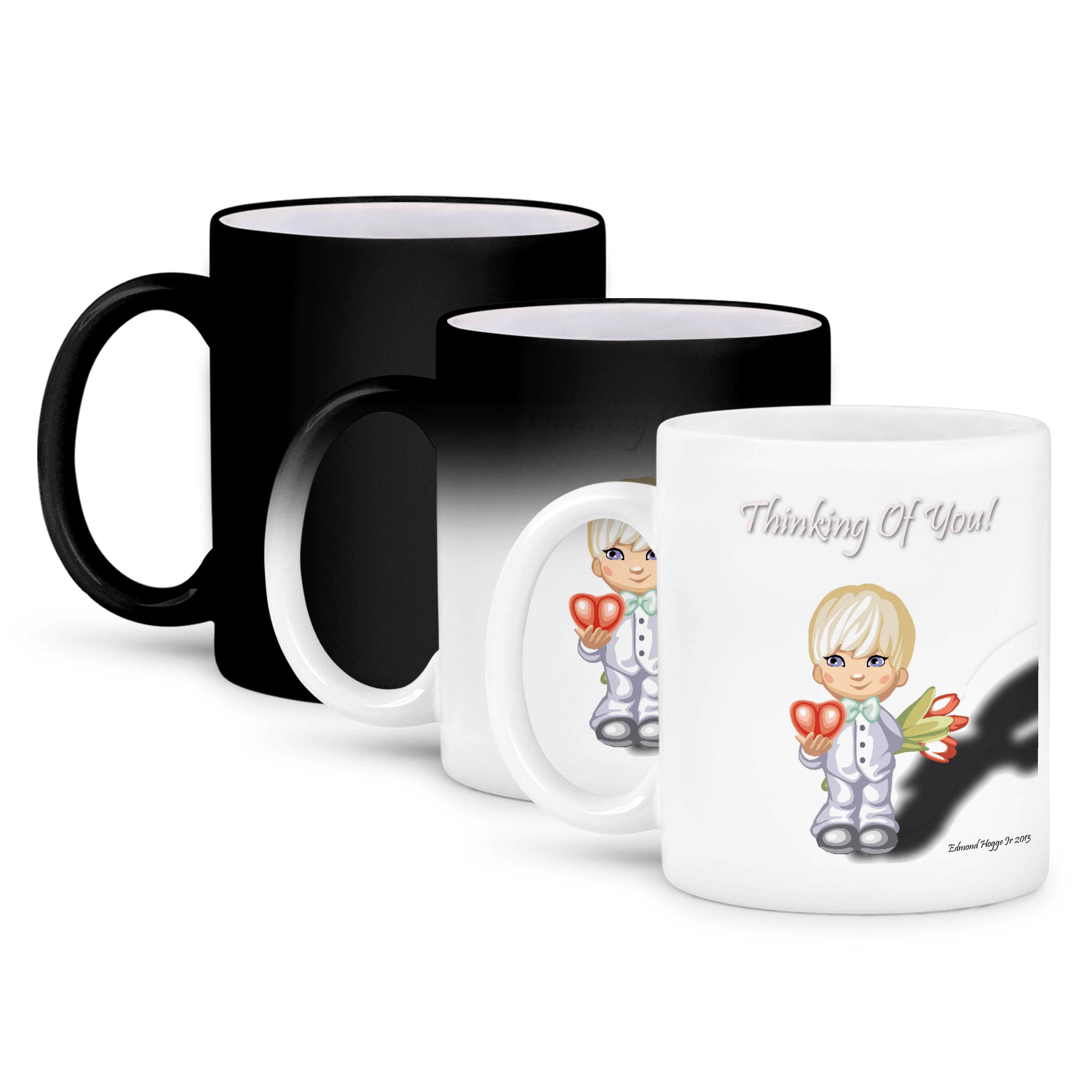 3dRose, Thinking Of You Boy with Flowers, 11oz Magic Transforming Mug ...