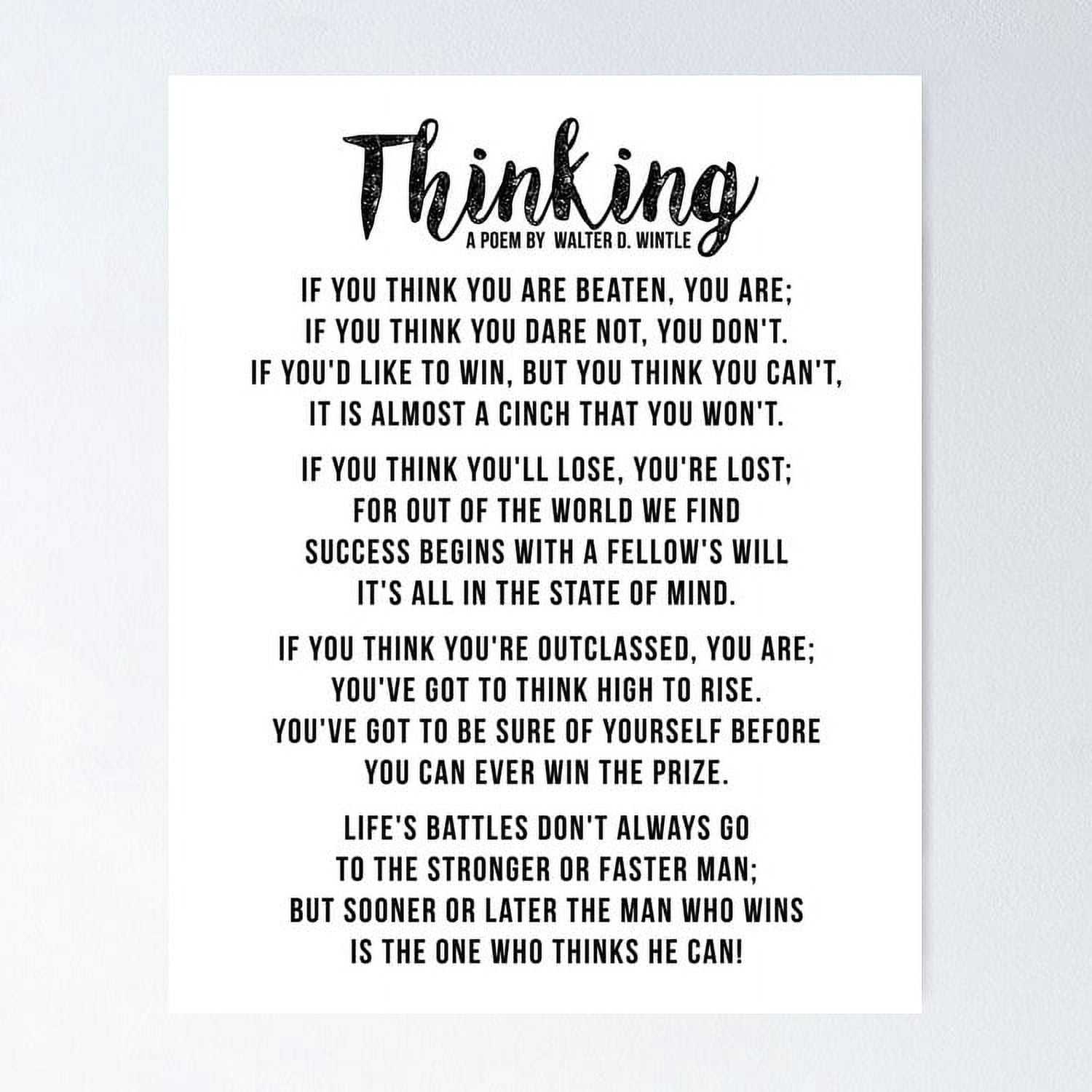 Thinking - Powerful Motivational Poem UNFRAMED Poster UNFRAMED Poster ...