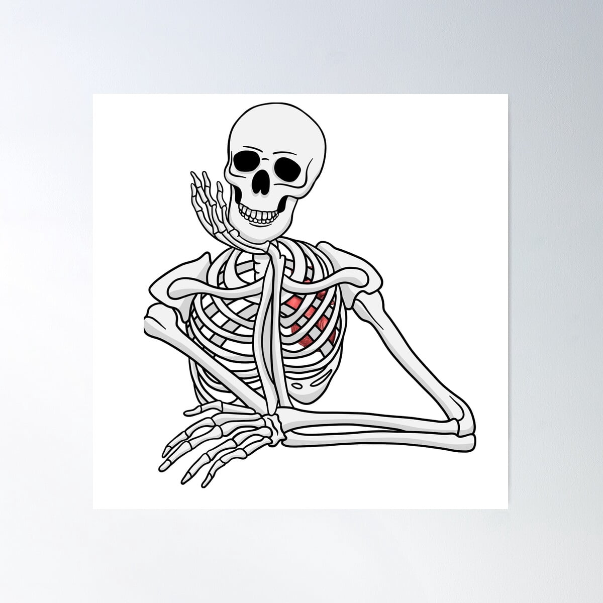 Thinking Skeleton Poster Wall Art, Modern Wall Decor For Living Room ...
