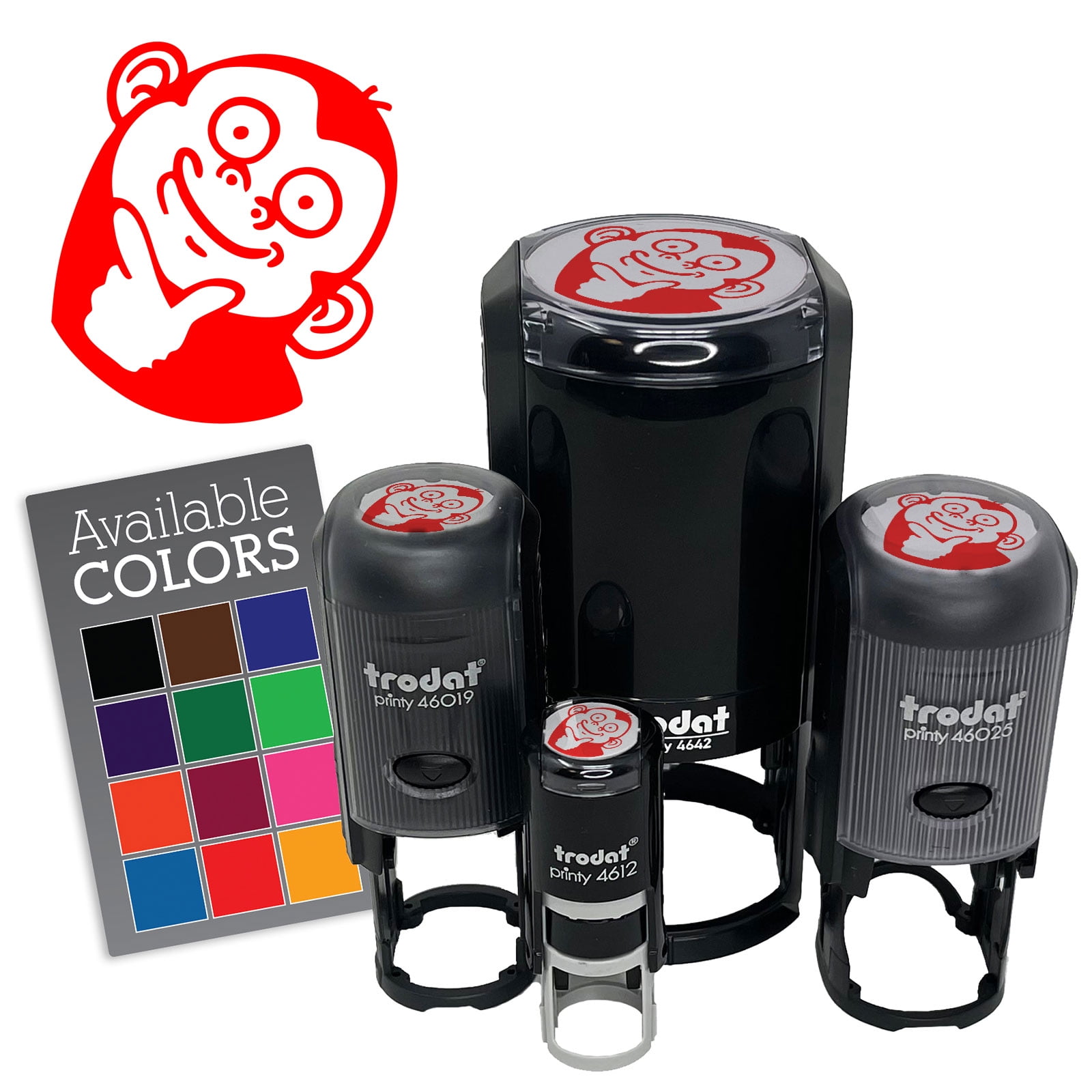 Thinking Staring Monkey Judging Eyes Stare Self-Inking Rubber Stamp for ...