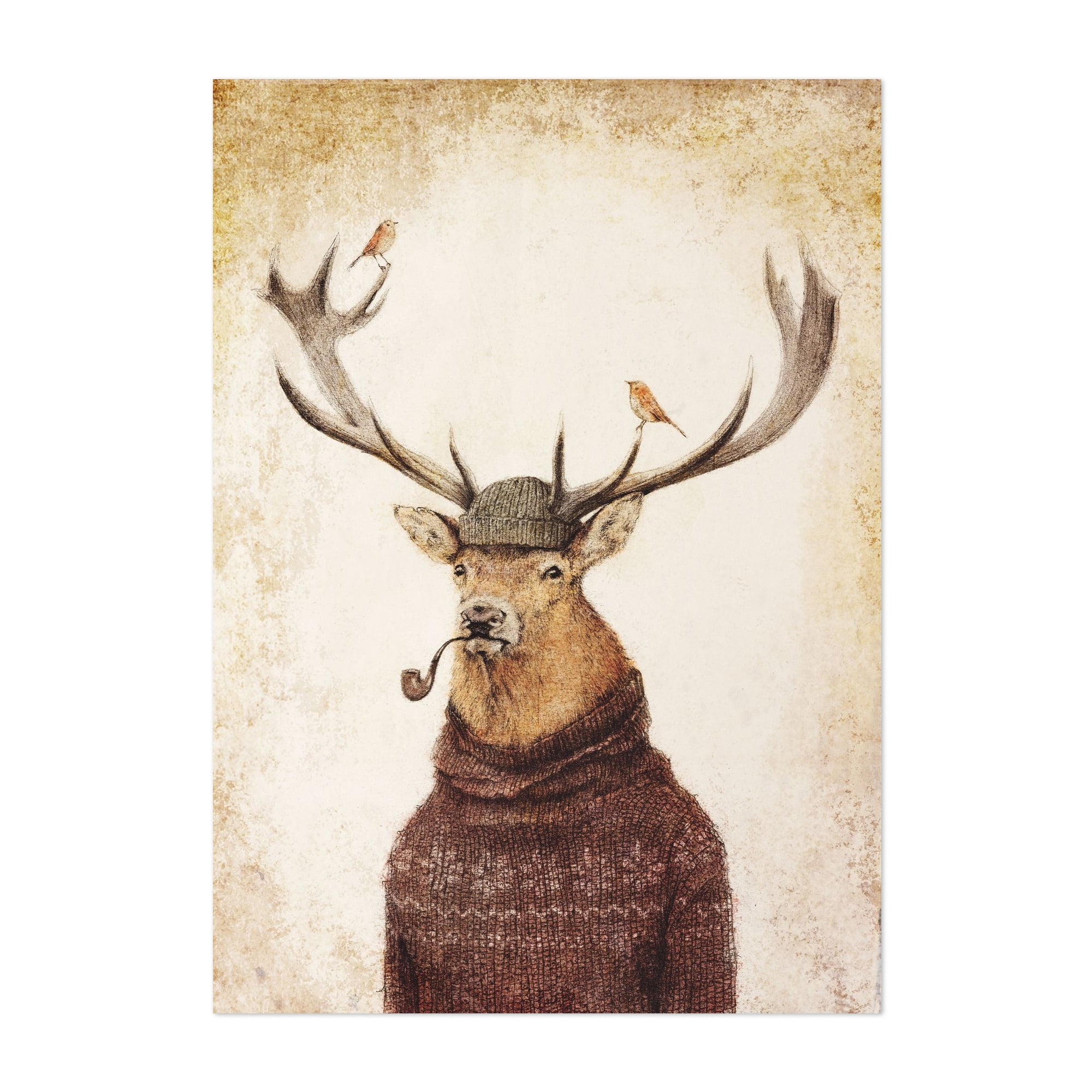 Thinking Wild - Drawing Surrealism Humor Vintage Rustic Fantasy Bird ...