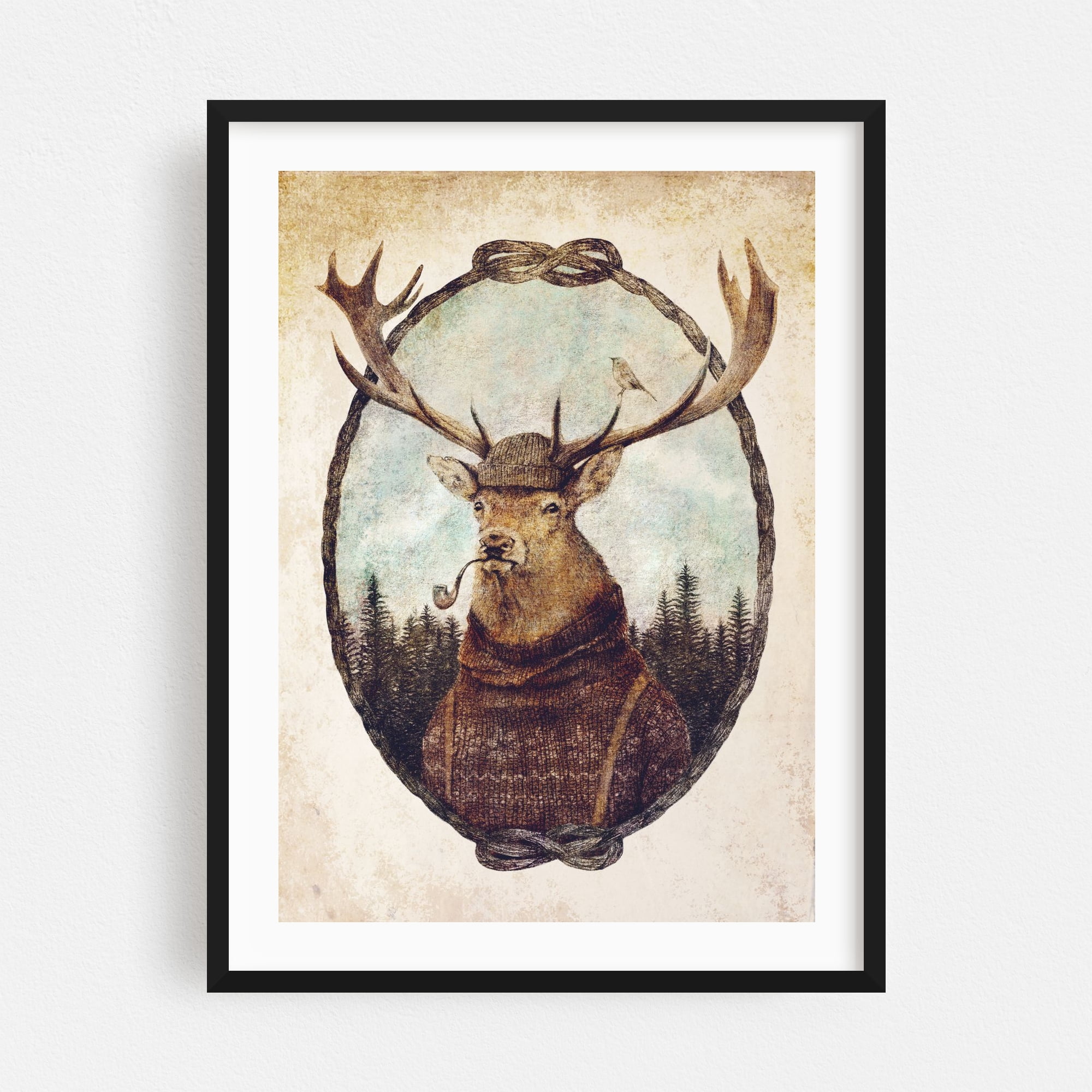 Thinking Wild II - Drawing Surrealism Rustic Humor Vintage Forest ...