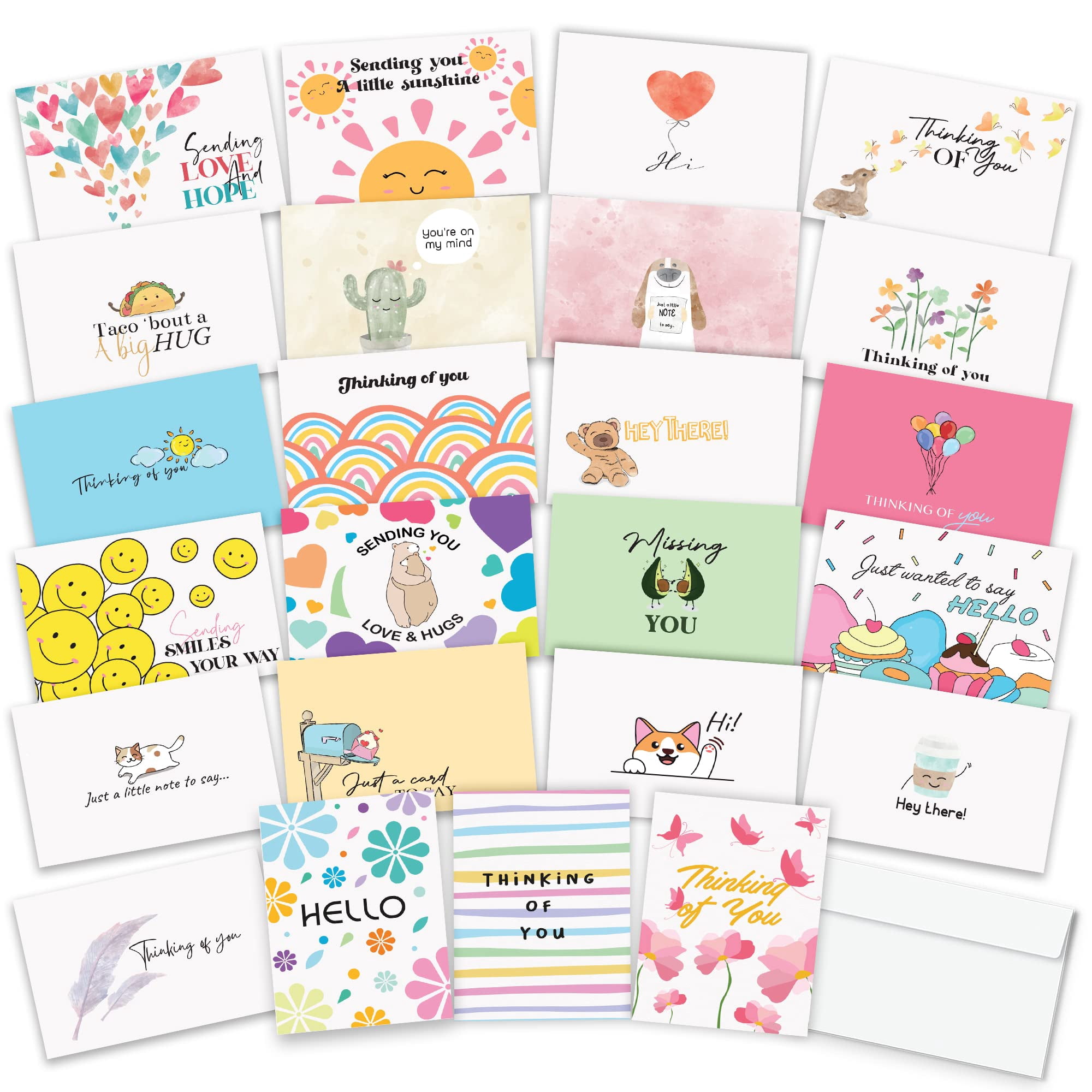 Thinking of You Cards with Envelopes - 24 Thinking of You Greeting ...