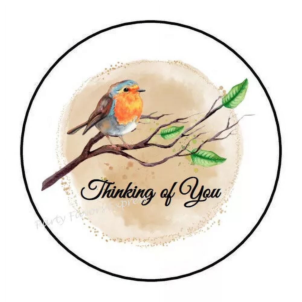 Thinking Of You Robin Bird On Branch Sticker Party Favors Sticker ...