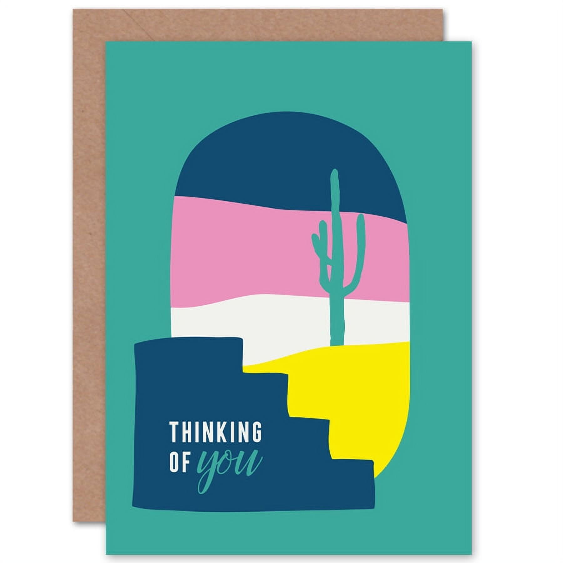 Thinking of You Cactus Desert Greetings Card Plus Envelope Blank inside ...