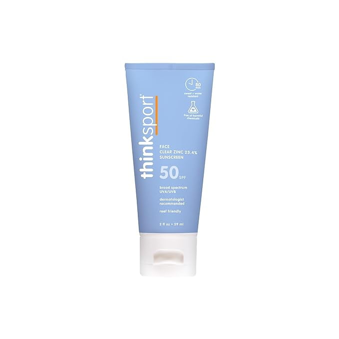 Thinksport Mineral Sunscreen, SPF 50 Clear Zinc Oxide Sunscreen, 2 Fl ...