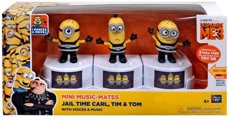 Thinkway Despicable Me Tim & Tom Figure 3-Pack, Mini Music-Mates Jail ...