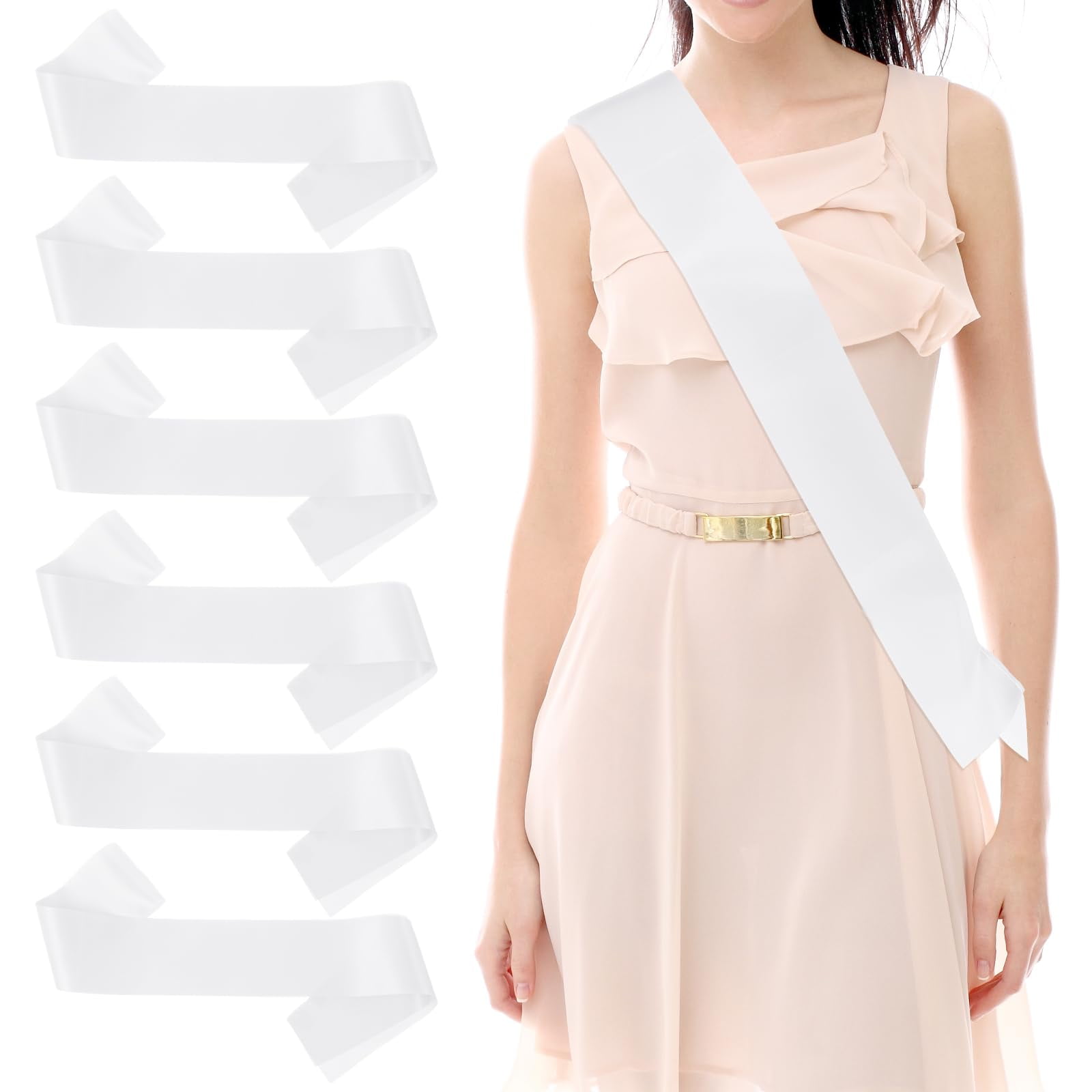 Thinp 6 Pcs Blank STF9 White Sash,White Sash Plain White Sash ...