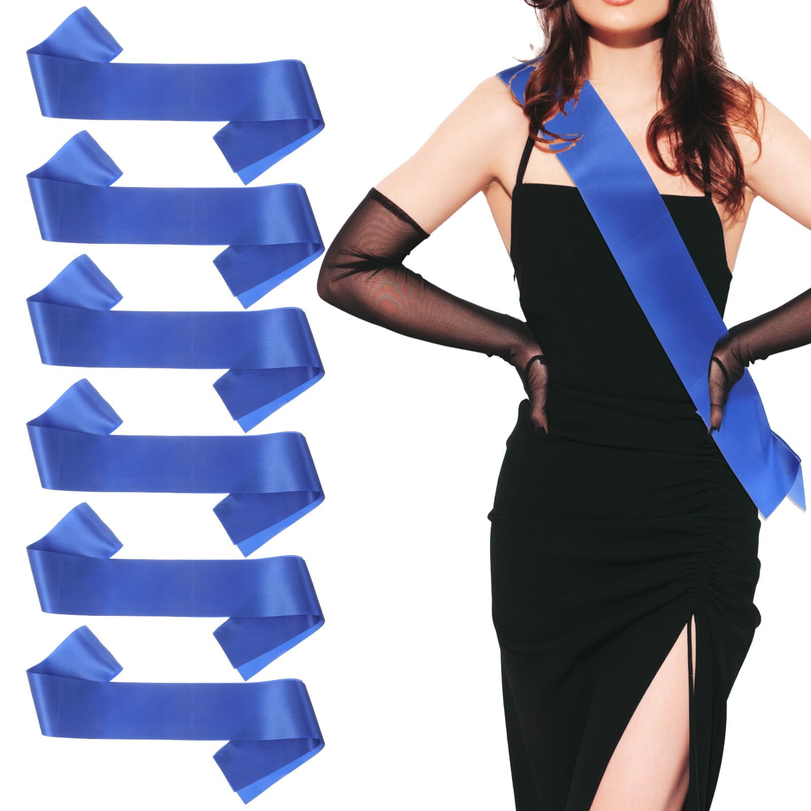 Thinp 6 Pcs Plain STF9 Sash,Blank Sash Blue Sash Beauty Pageant Sash ...