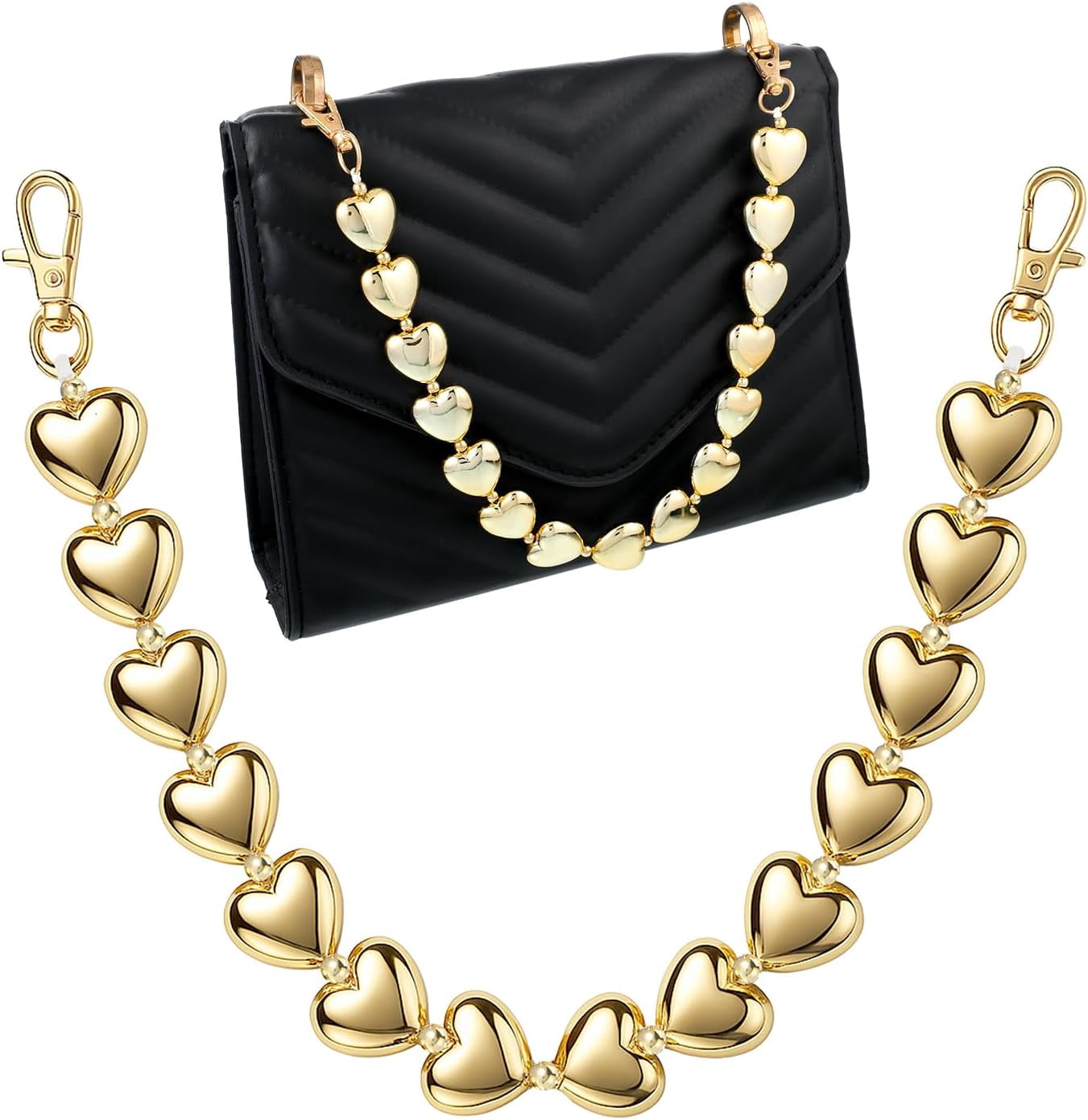Thinp Purse Chains for Handbags Chain Handbag Straps Heart Purse Chain ...