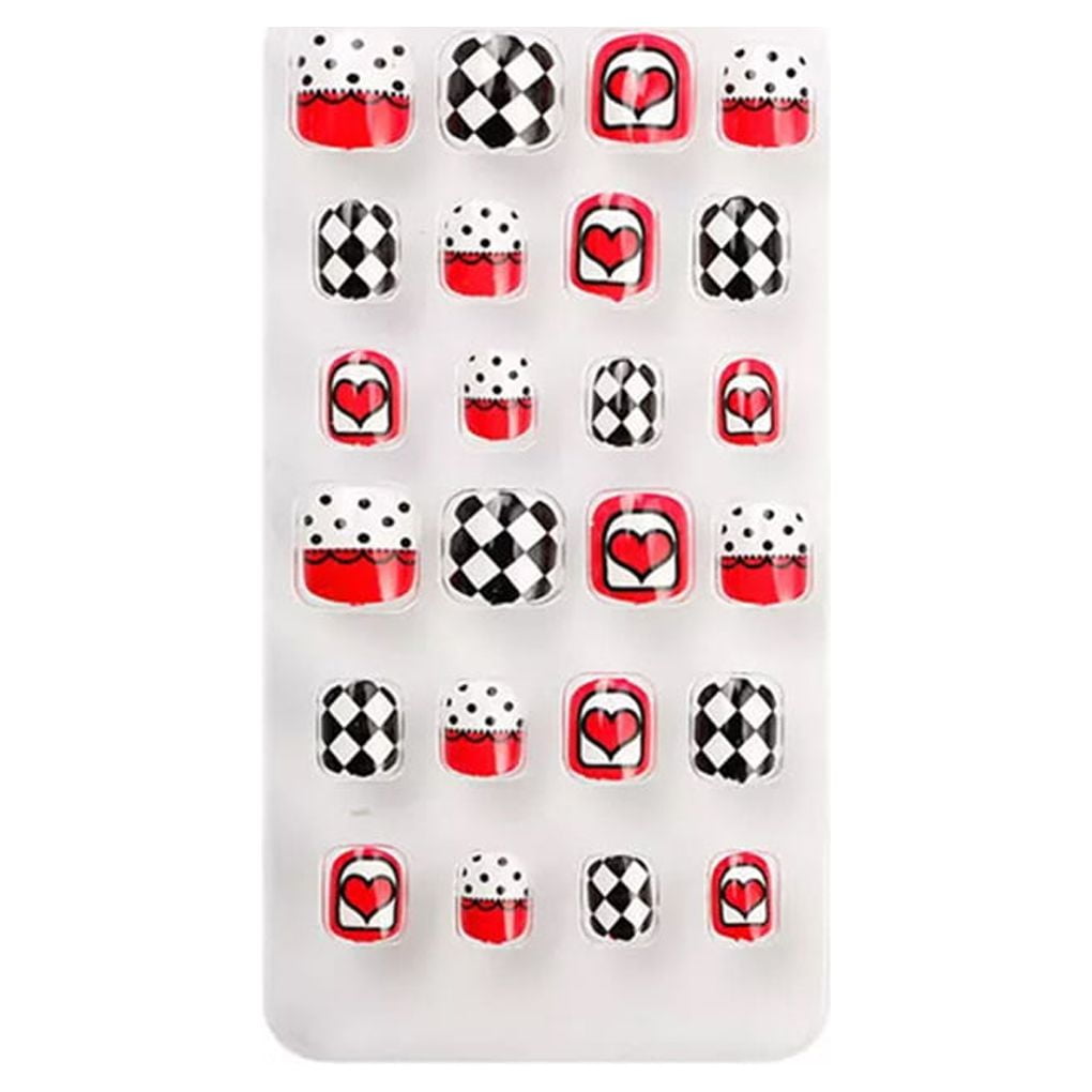 Thinsont 1 Set Artificial Tips Press on Nails for Kids Cartoons Style ...