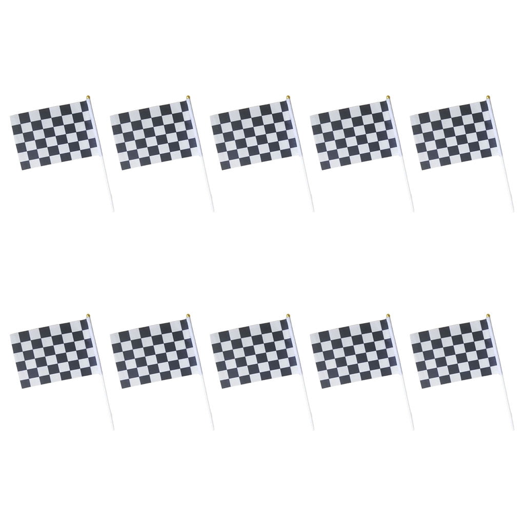 Thinsont 10 Pieces Checkered Flags Racing Black White Handheld Waving ...