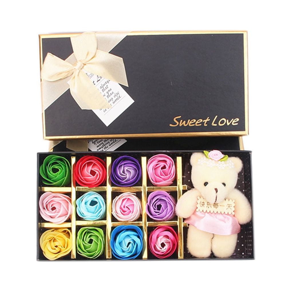 Thinsont 12PCS/Box Rose Body Bath Soap Flower Petal Valentine's Day ...