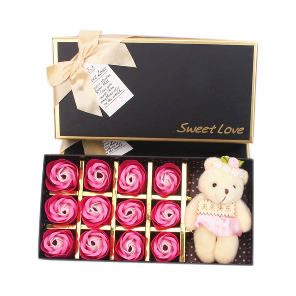 Thinsont 12PCS/Box Rose Body Bath Soap Flower Petal Valentine's Day ...
