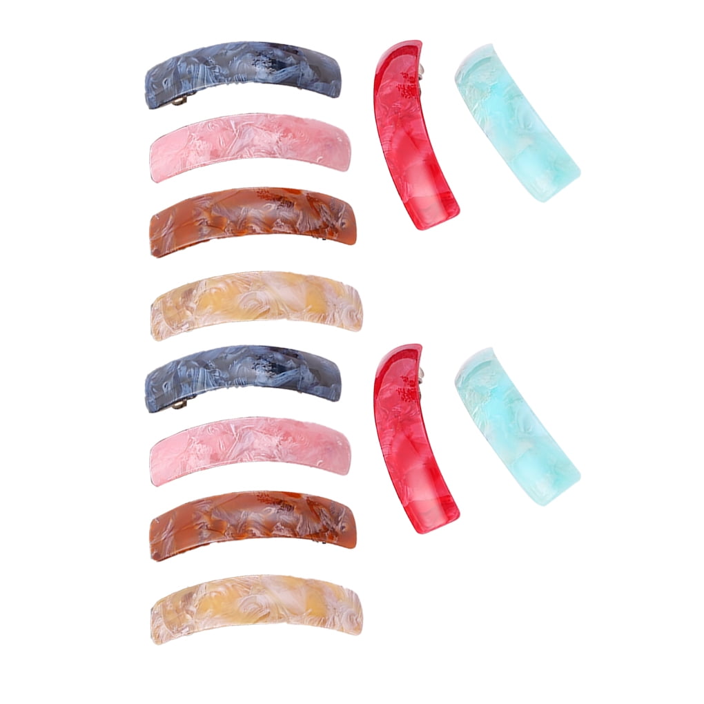 Thinsont 12pcs Large Rectangular Barrettes Acrylic Hairpin Spring ...