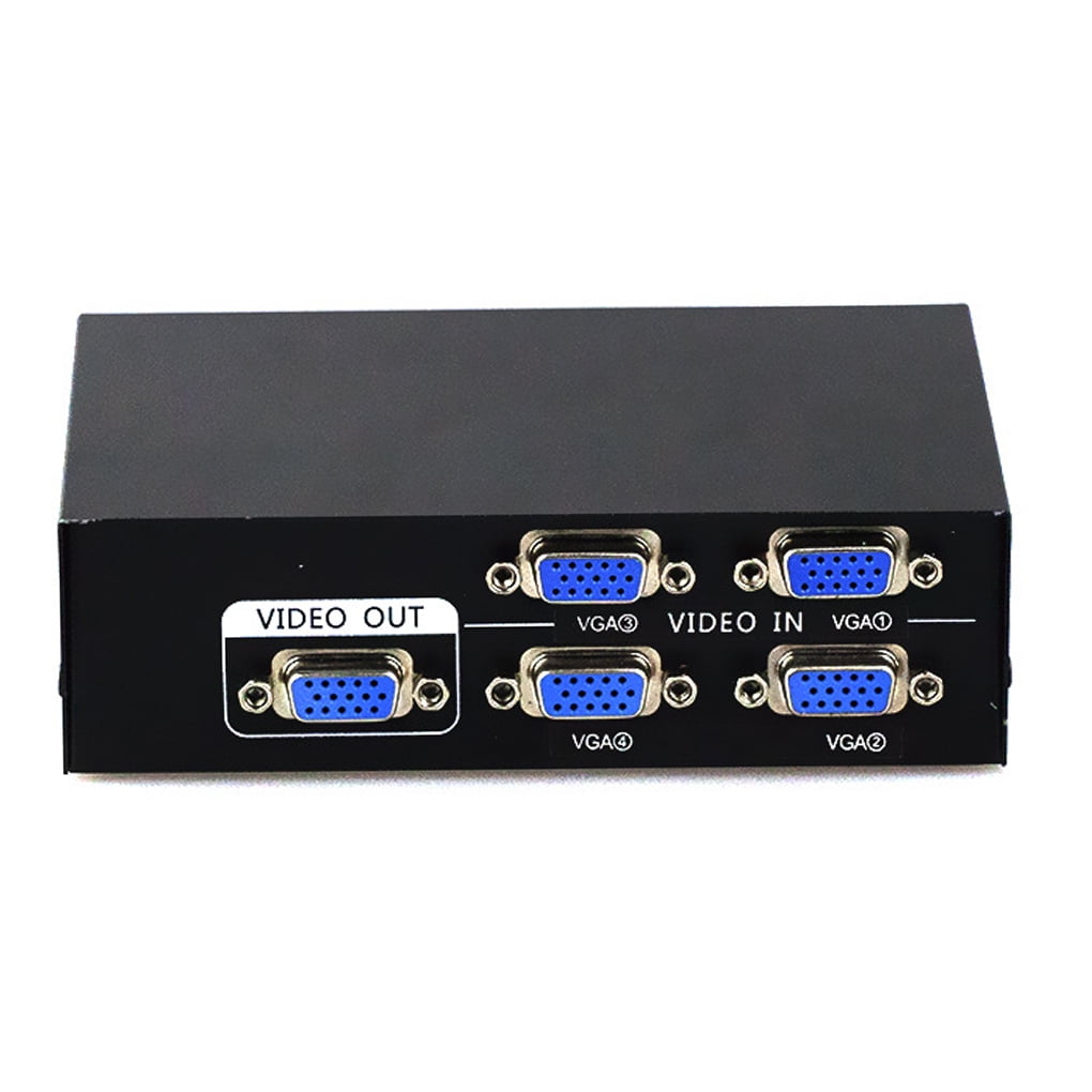 Thinsont 4 Ports VGA Sharing Switch Box 4 In 1 Out For LCD PC TV black ...