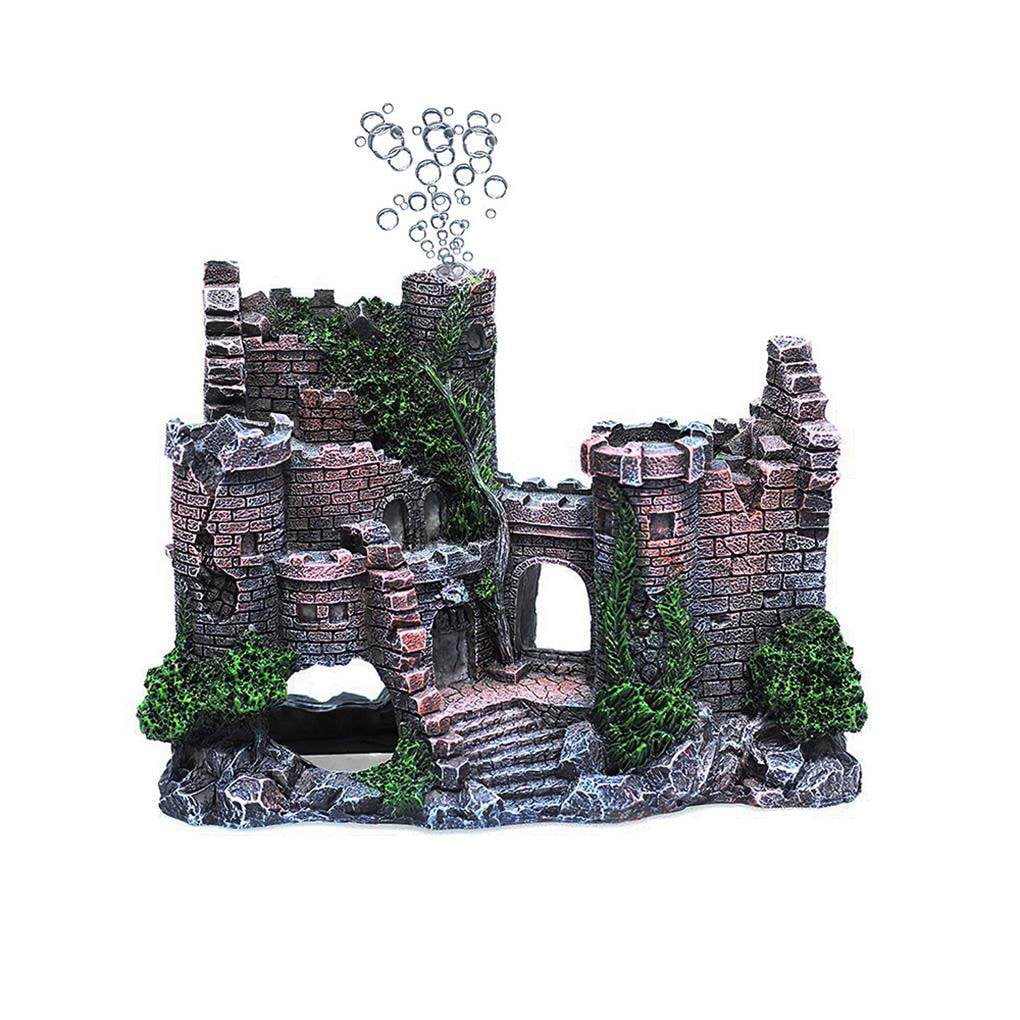 Thinsont Aquarium Ornament Aquarium Decoration Stone Castle Resin Hide ...