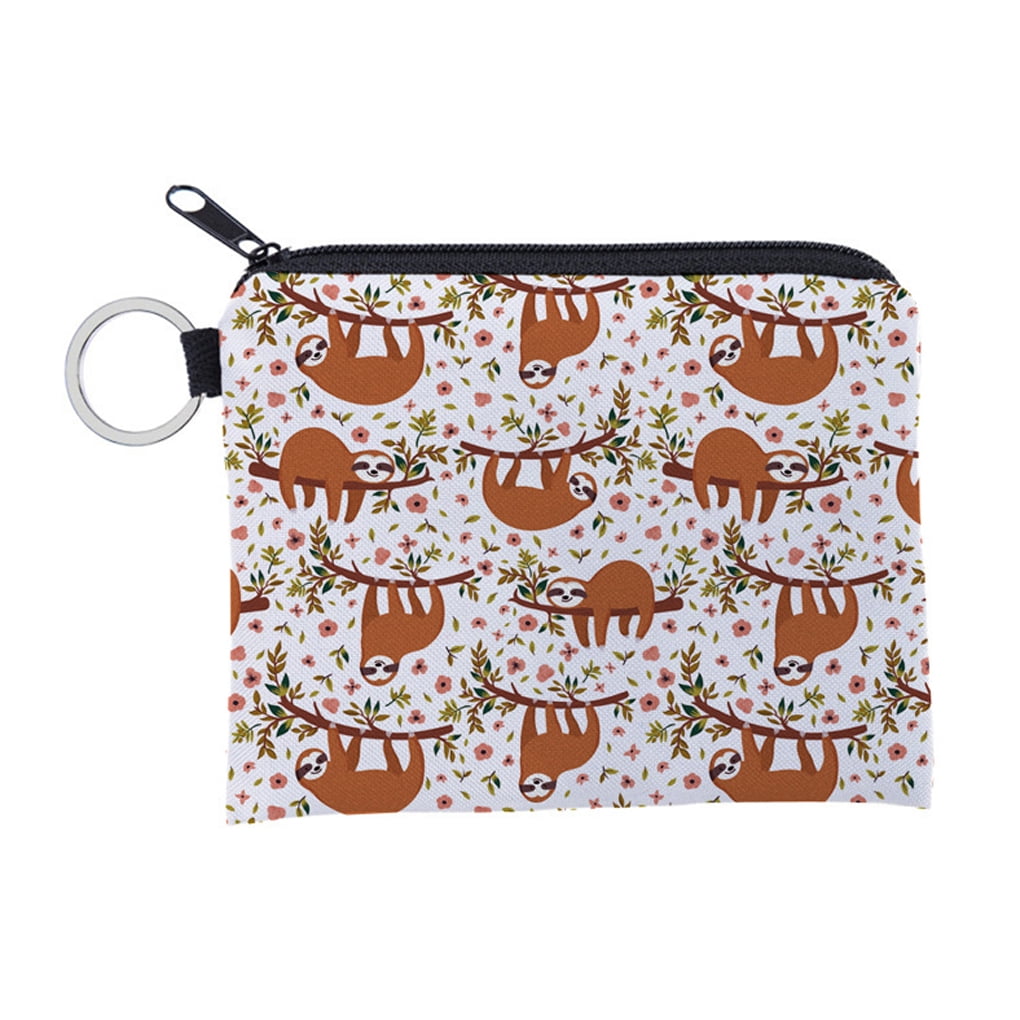 Thinsont Change Purses Thick Lining Sloth Patterns Pouch Multipurpose ...