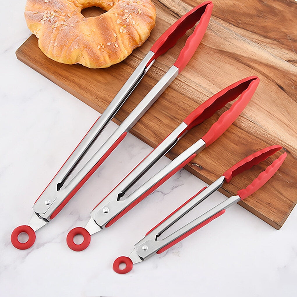 Thinsont Metal Food Cooking Salad Serving BBQ Tongs Kitchen Utensils ...