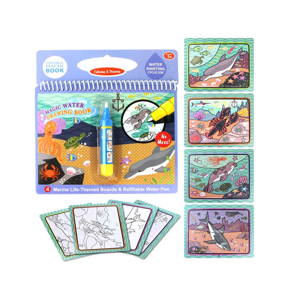 Thinsont New Reusable Coloring Water Painting Book Baby Doodle Write ...