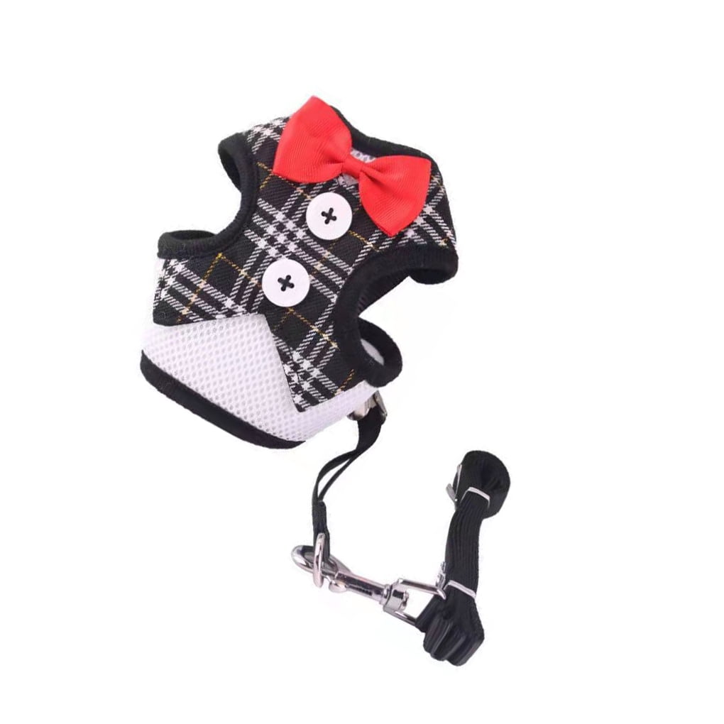 Thinsont Puppy Harness Leash Set Dog Cat Escape Proof Collar Bowtie ...