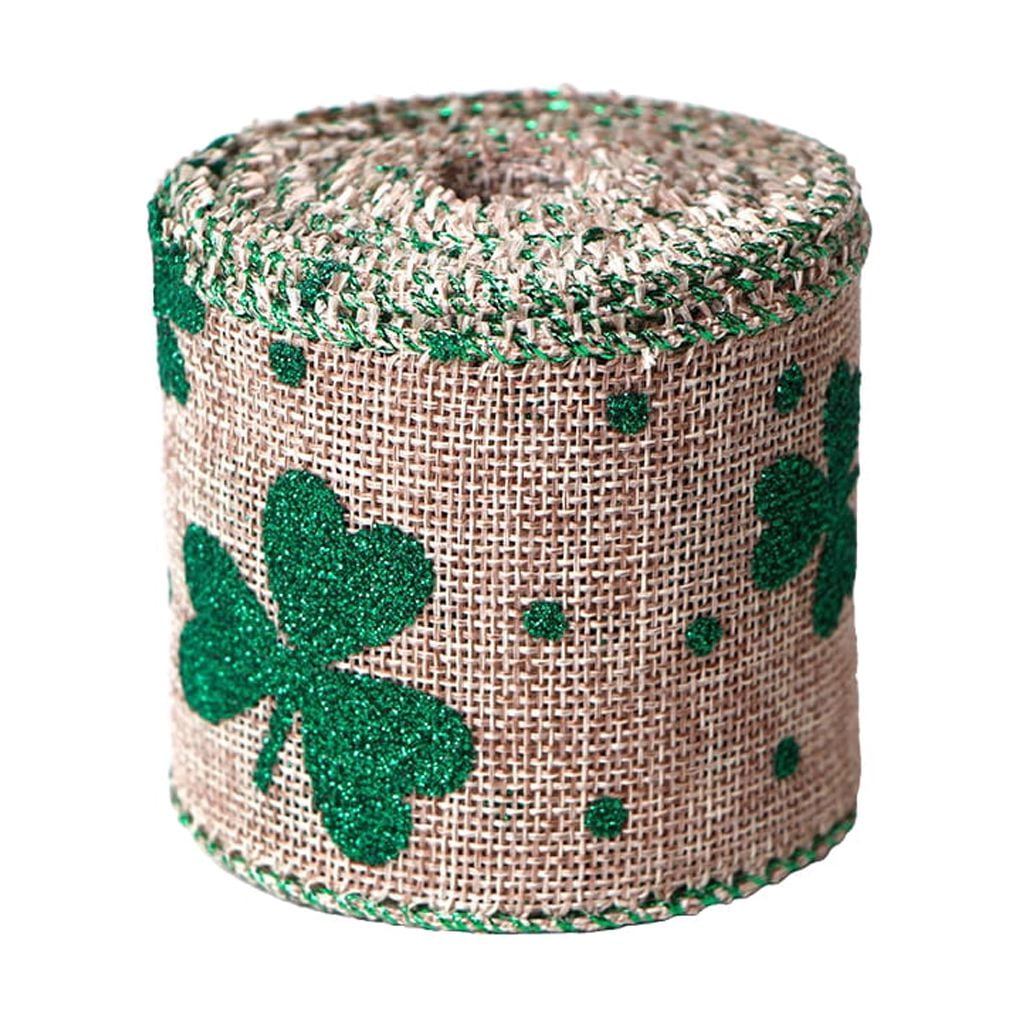 Thinsont St. Patrick's Day Ribbons Green Burlap Gold Wrapping Shamrock ...