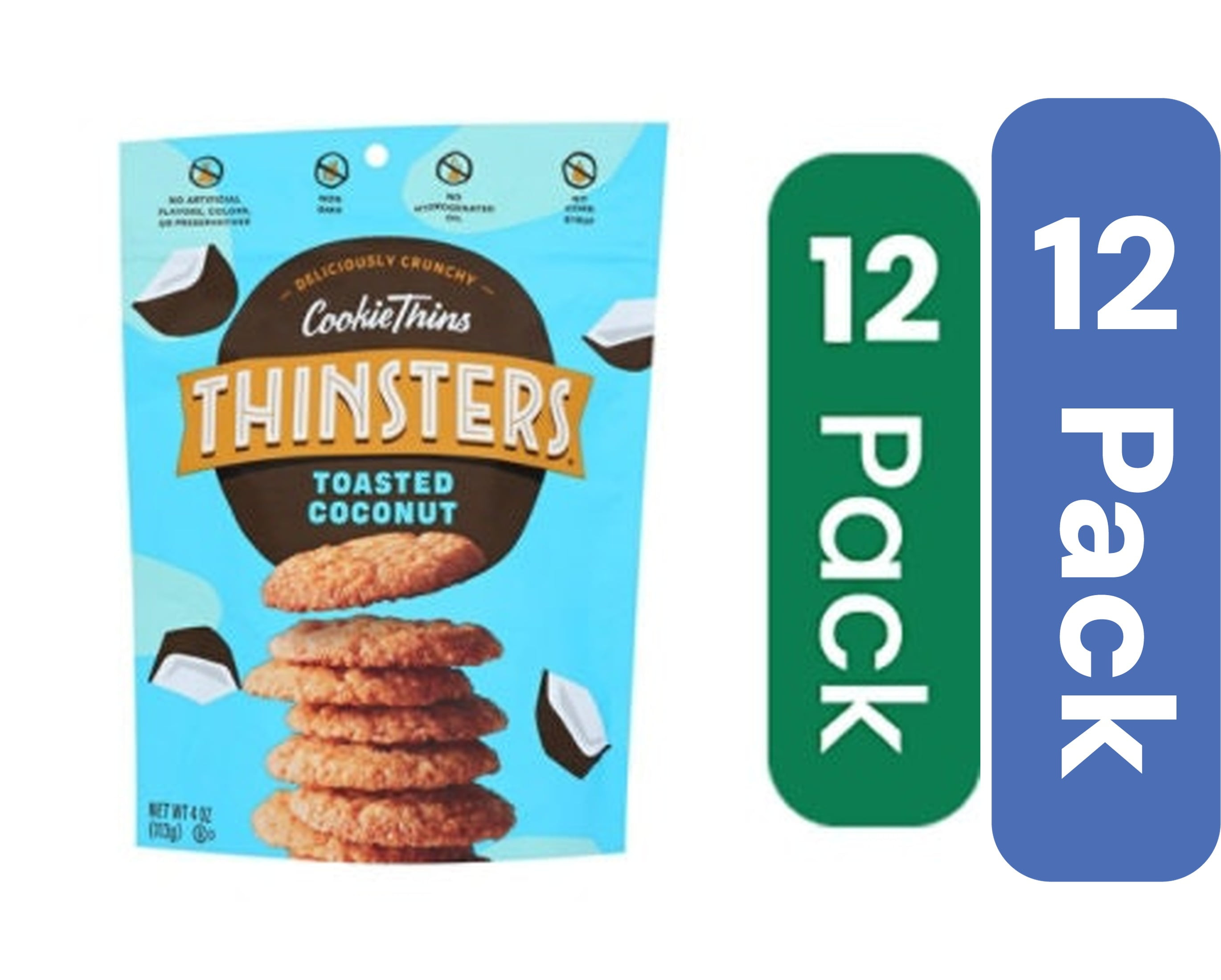 Thinsters Coconut Cookie Thins 4 oz (Pack of 12) - Walmart.com