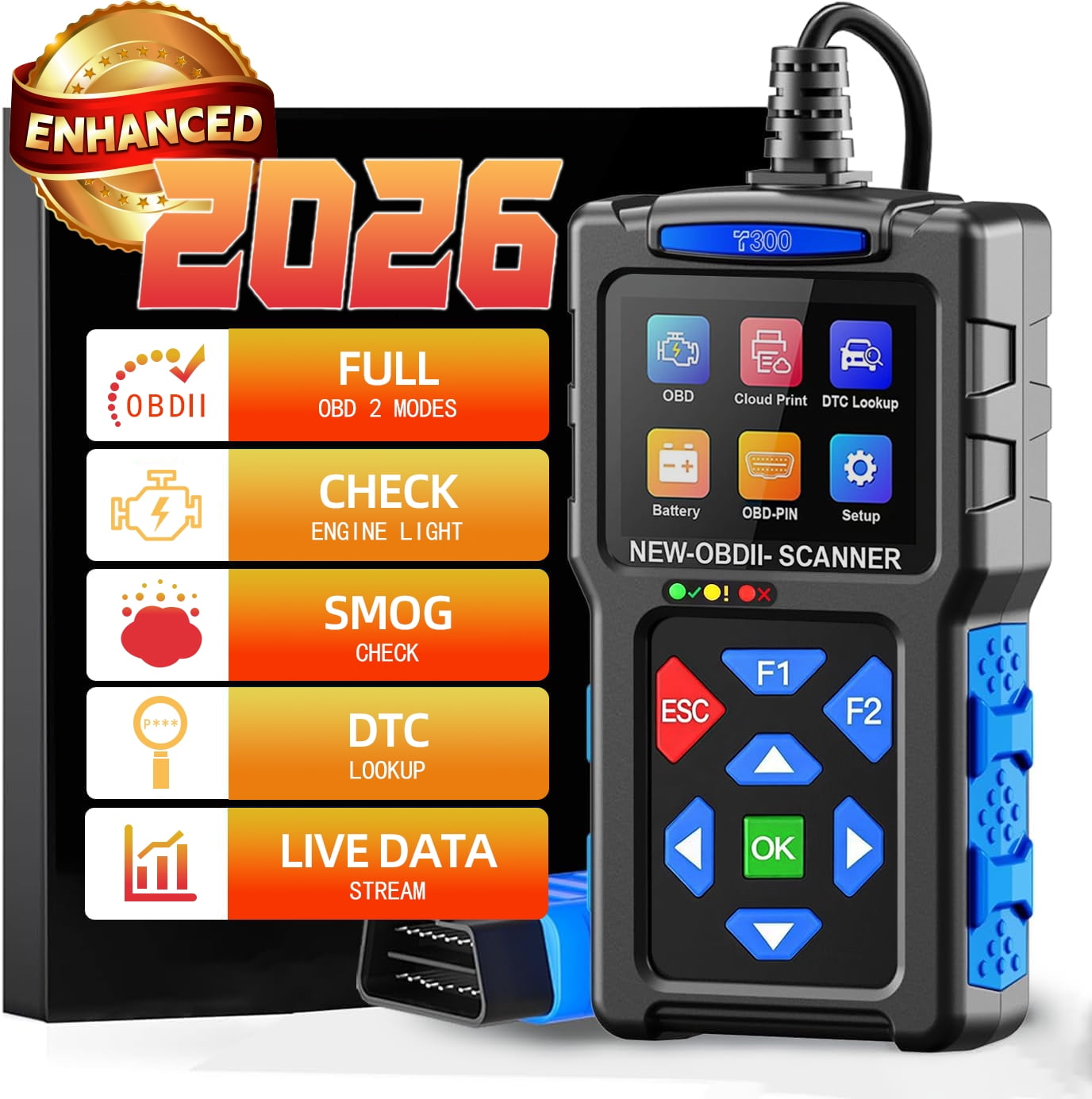 Thinway T300 Enhanced OBD2 Scanner, Vehicle Code Reader for Check ...